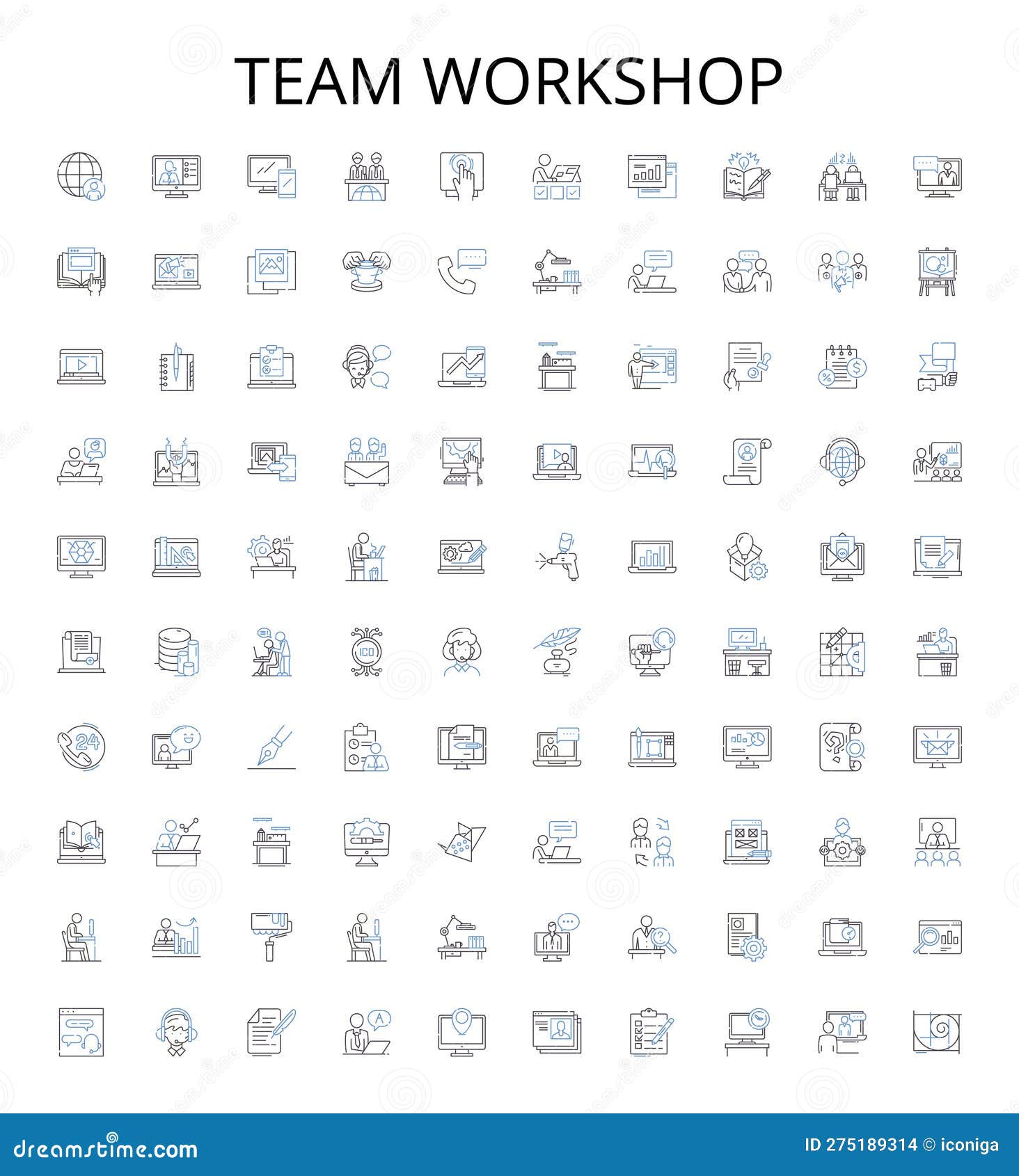 Team Workshop Outline Icons Collection. Workshop, Team, Training ...