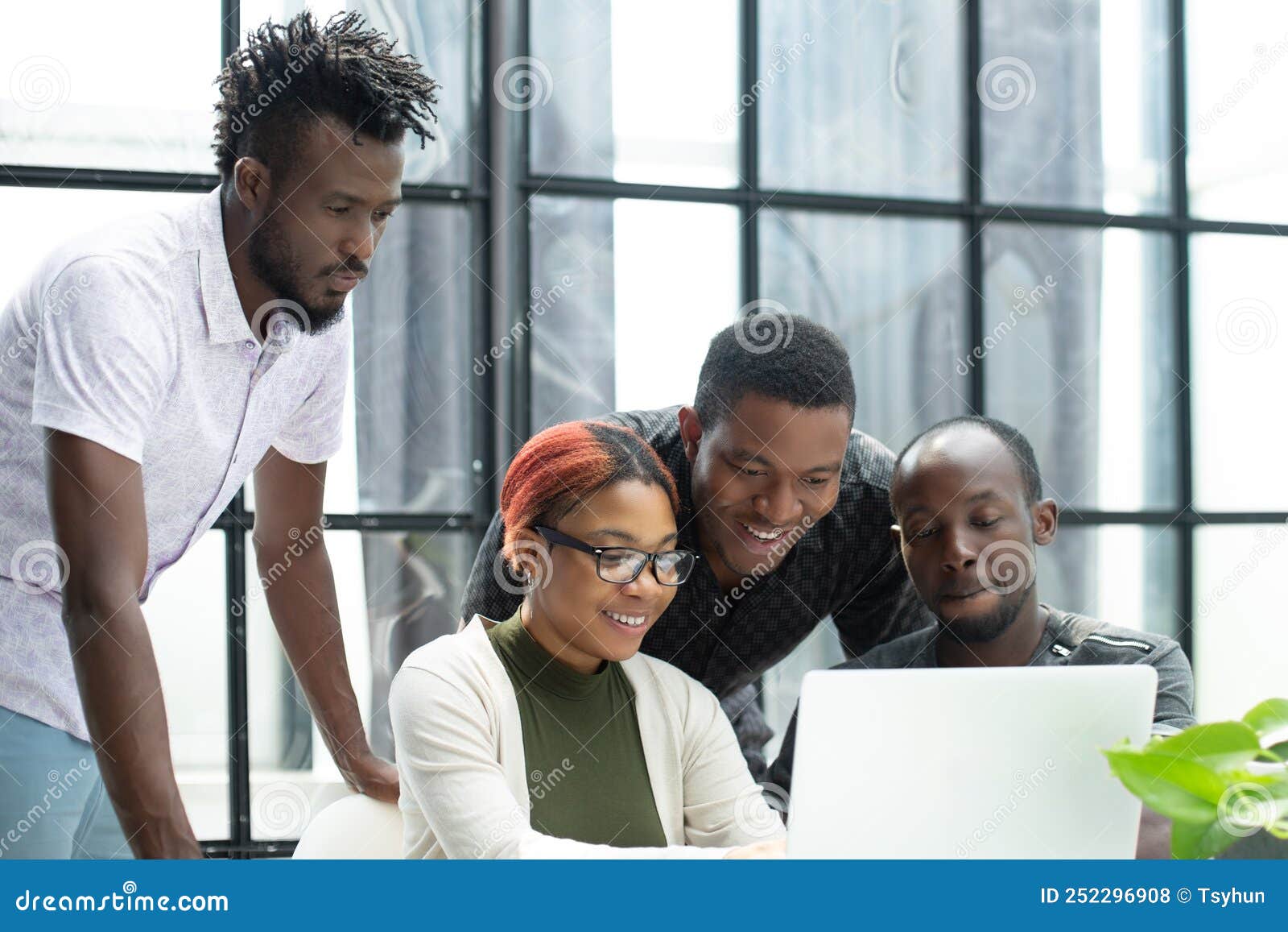 Team of Young African People in the Office Working on Laptop Stock ...