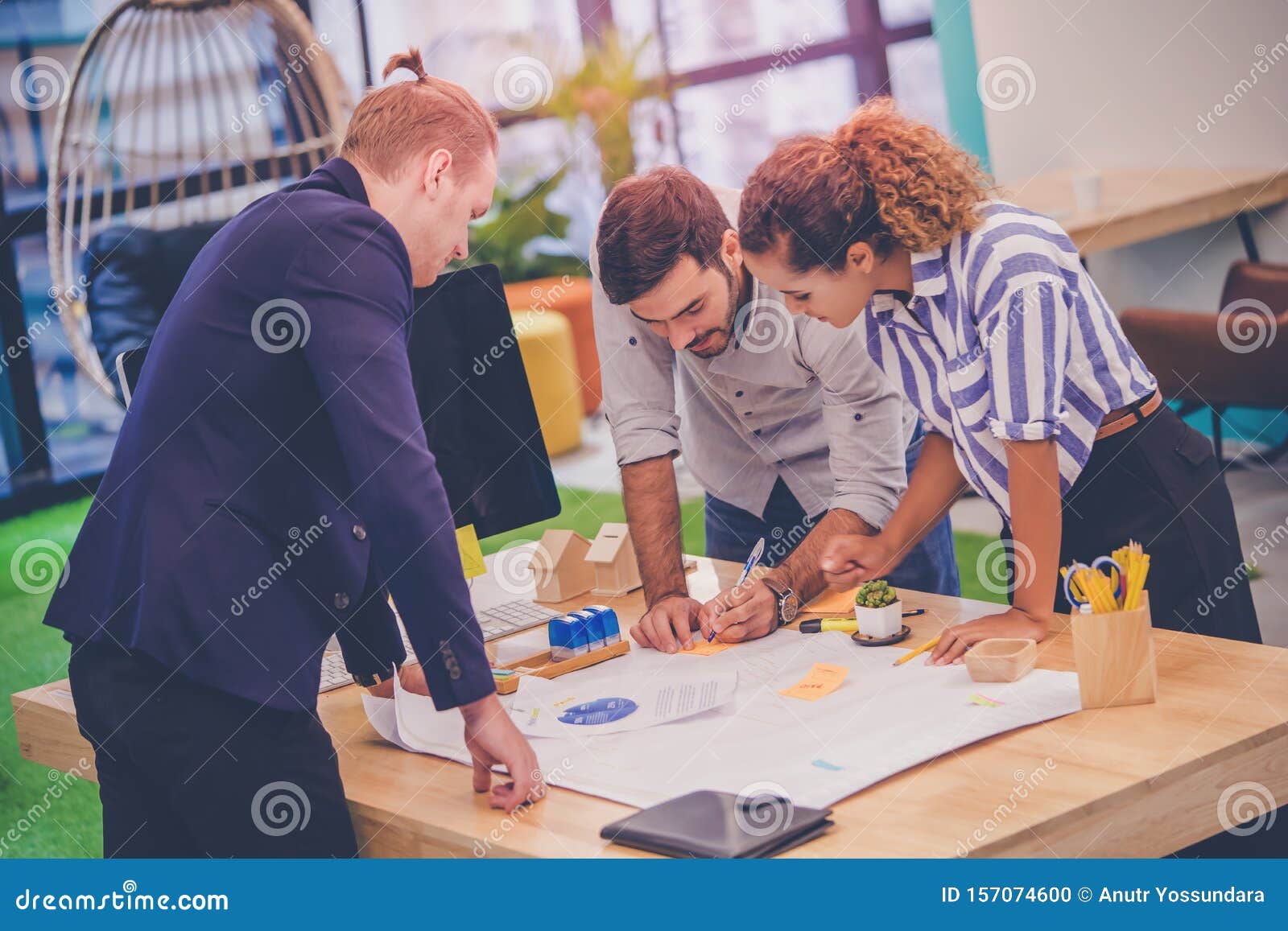 Team of Architect Designer Brainstorming in Office Stock Photo - Image ...