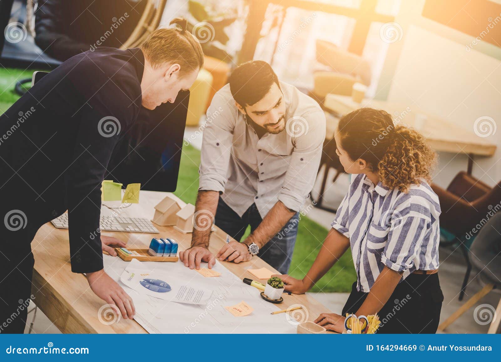 Team of Young Architect Designer Brainstorming in Office Stock Image ...