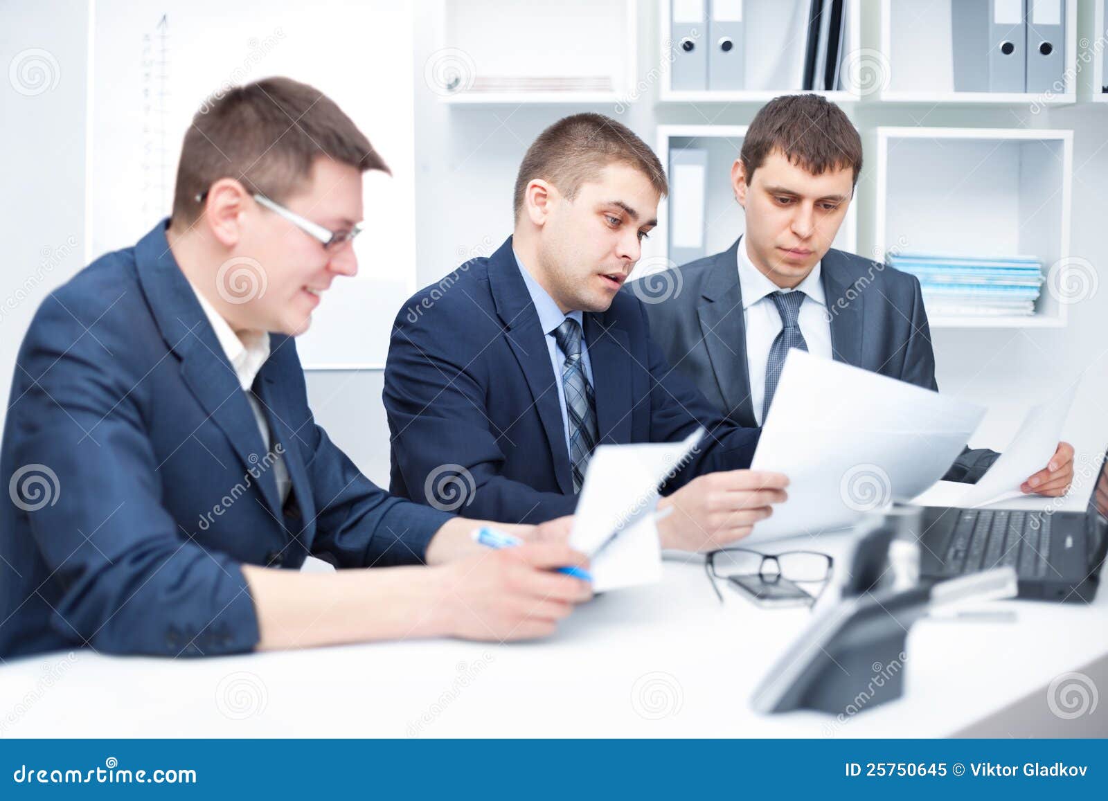 Team of Young Business Men Working Together Stock Image - Image of ...