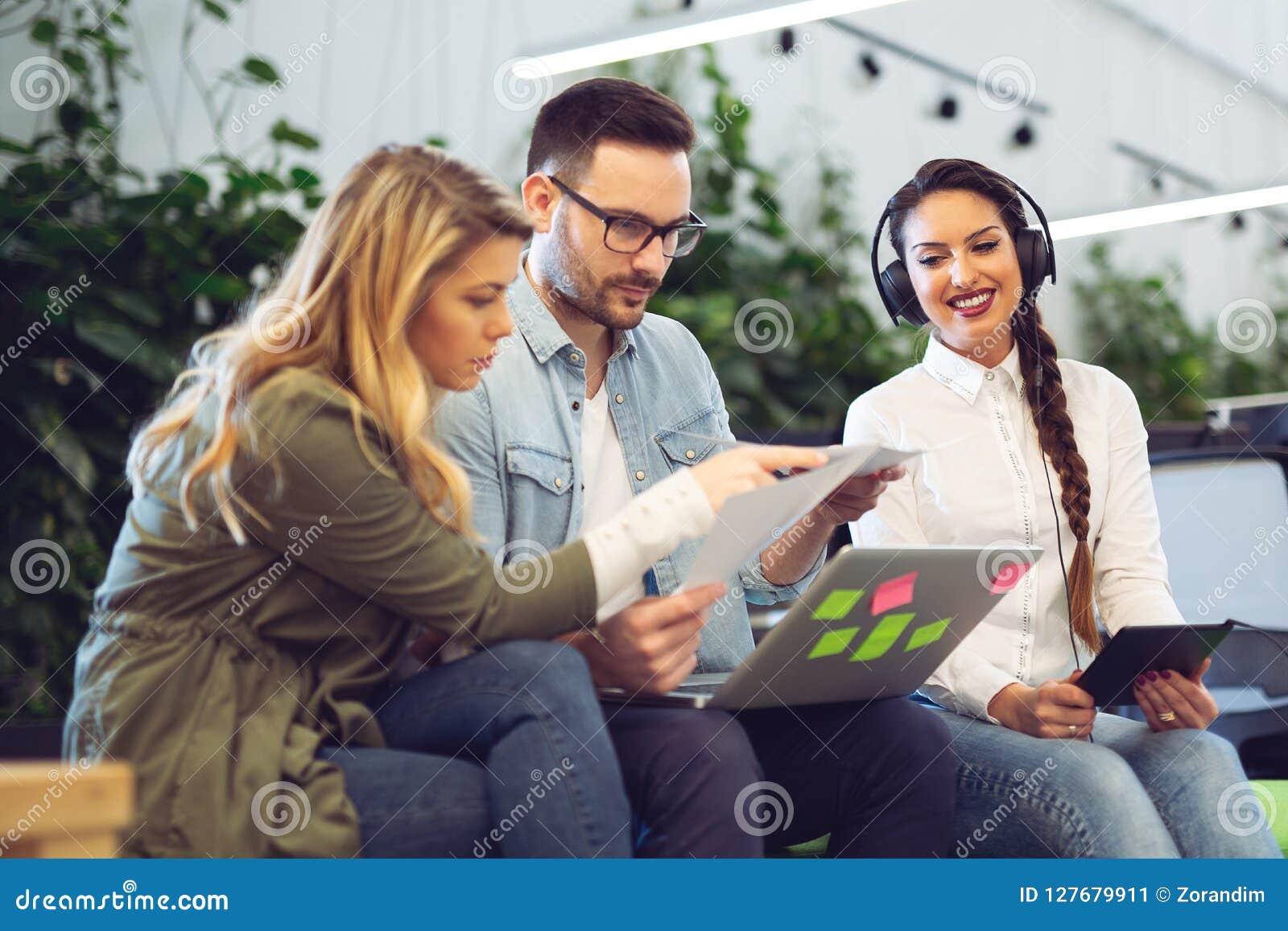 Team of Colleagues Working Together on a Project Stock Image - Image of ...