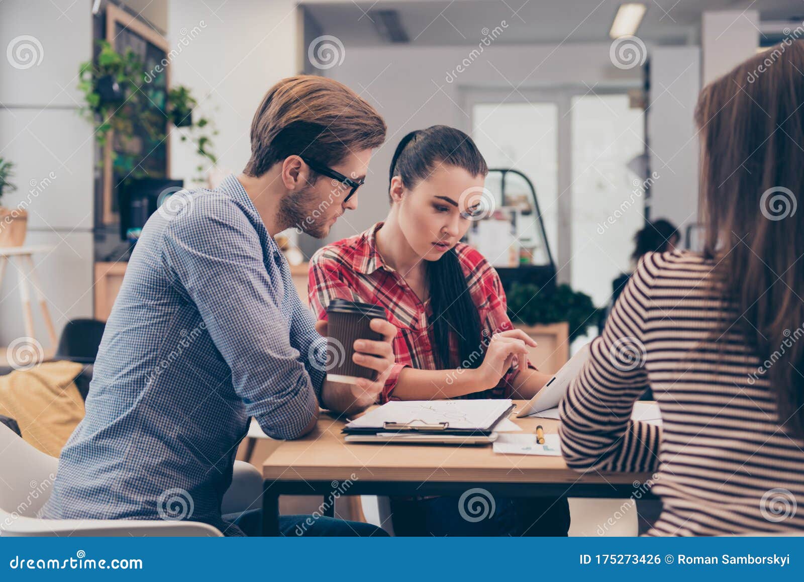 Team of Young Concentrated Students Working on Project at the College ...