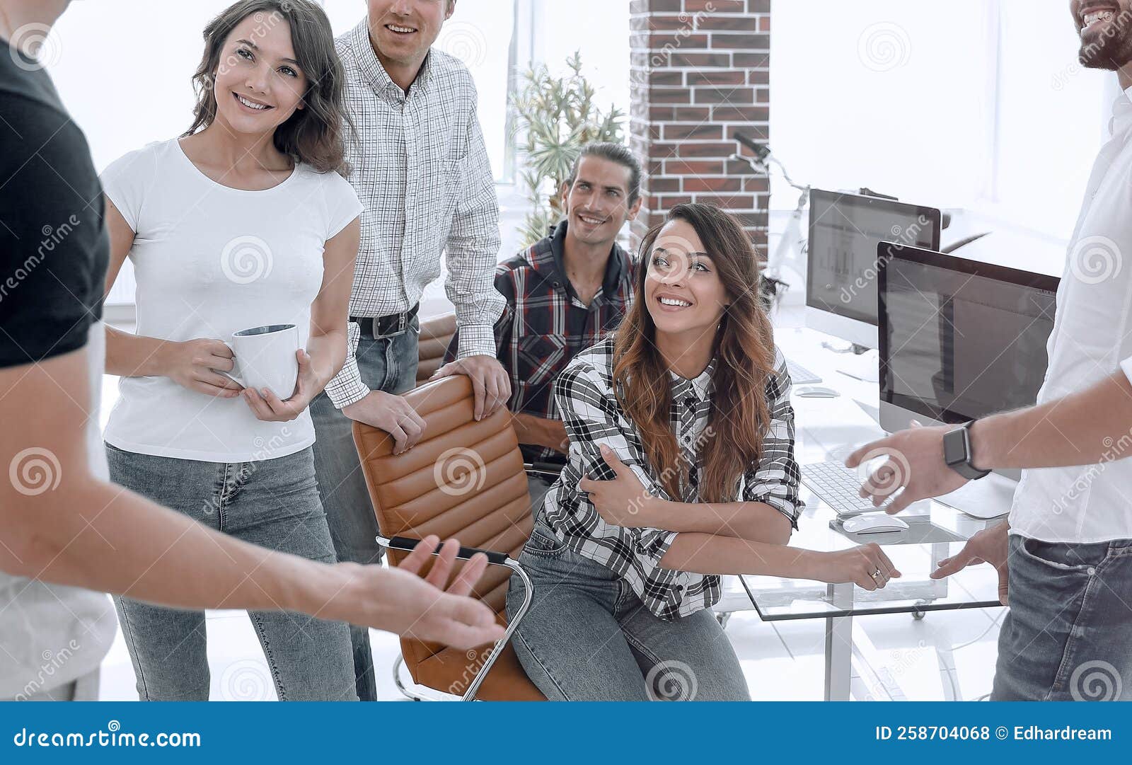 Team of Young Employees Discussing Stock Photo - Image of communication ...