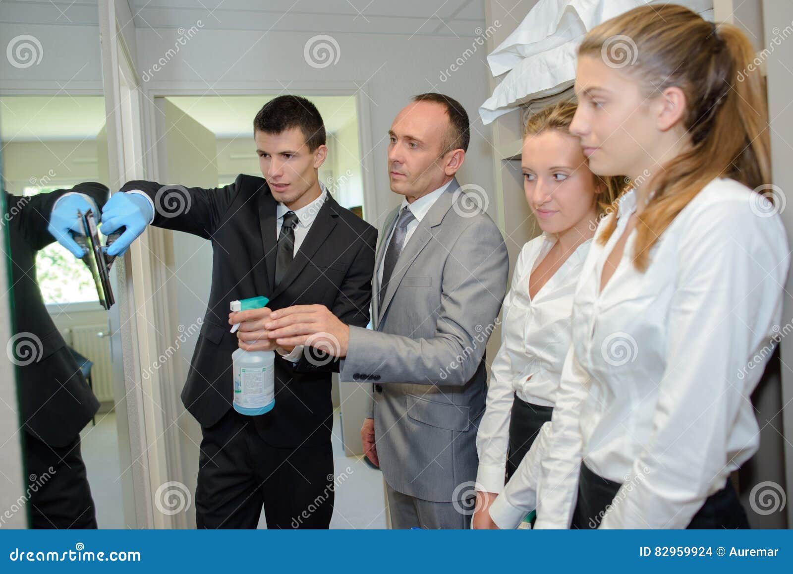 Team Young People Learning Housekeeping Stock Photo - Image of clean ...