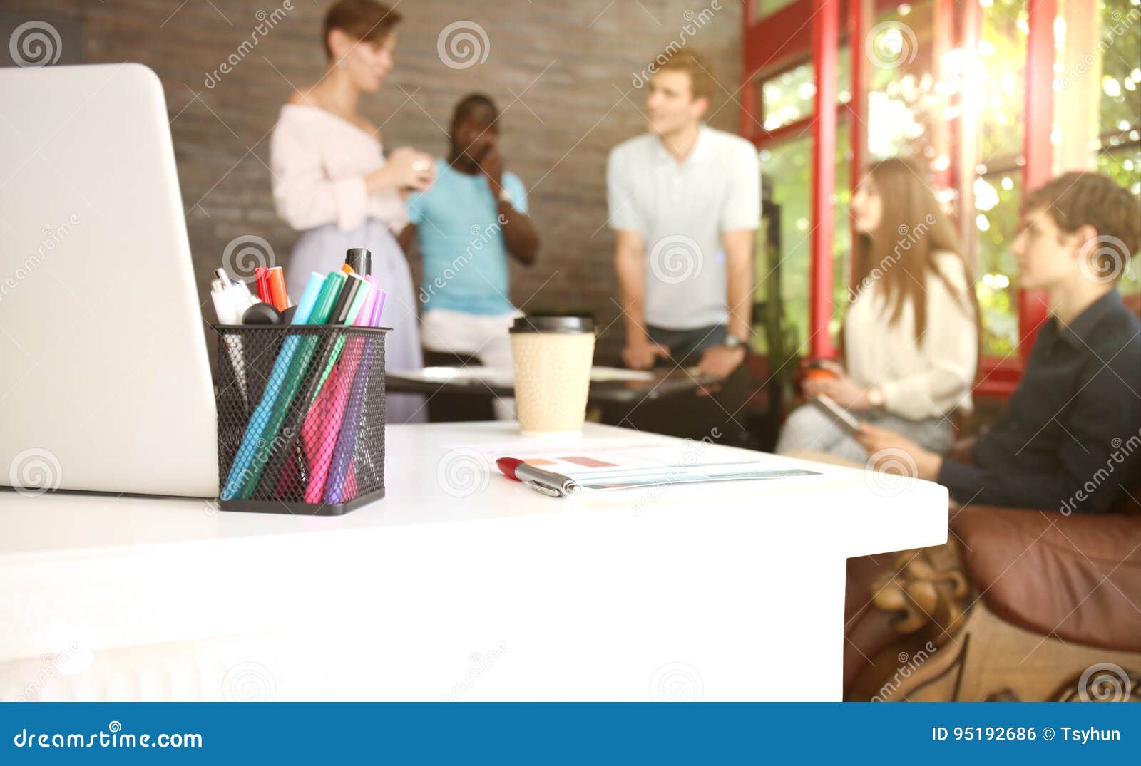 Team Young Professionals Having Casual Discussion in Office. Executives ...