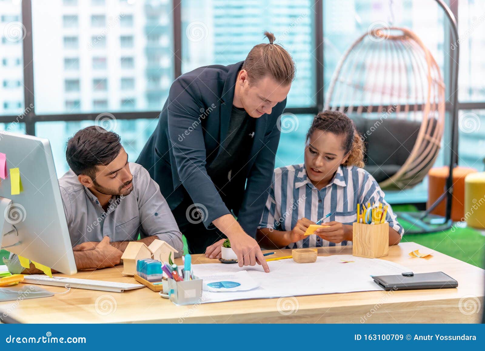 Team of Real Estate Contractor is Brainstorming in Office Stock Image ...