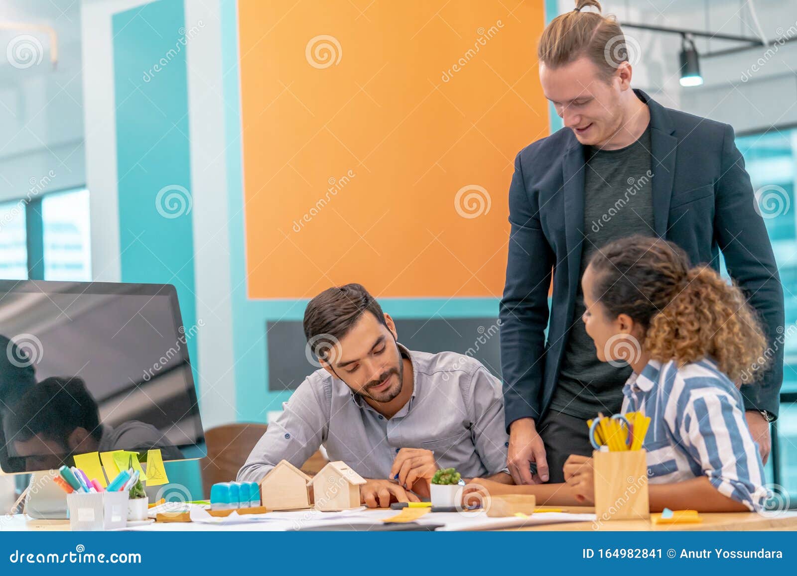 Team of Real Estate Contractor is Brainstorming in Office Stock Image ...