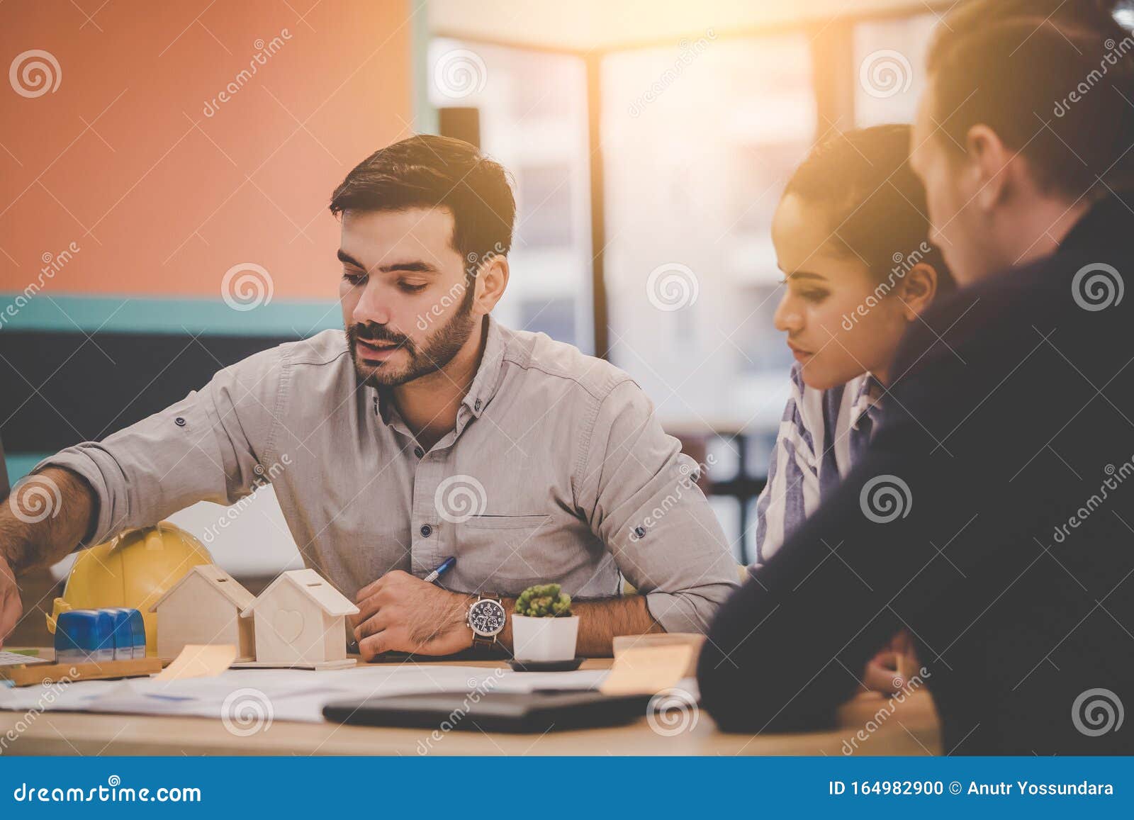 Team of Real Estate Contractor is Brainstorming in Office Stock Photo ...