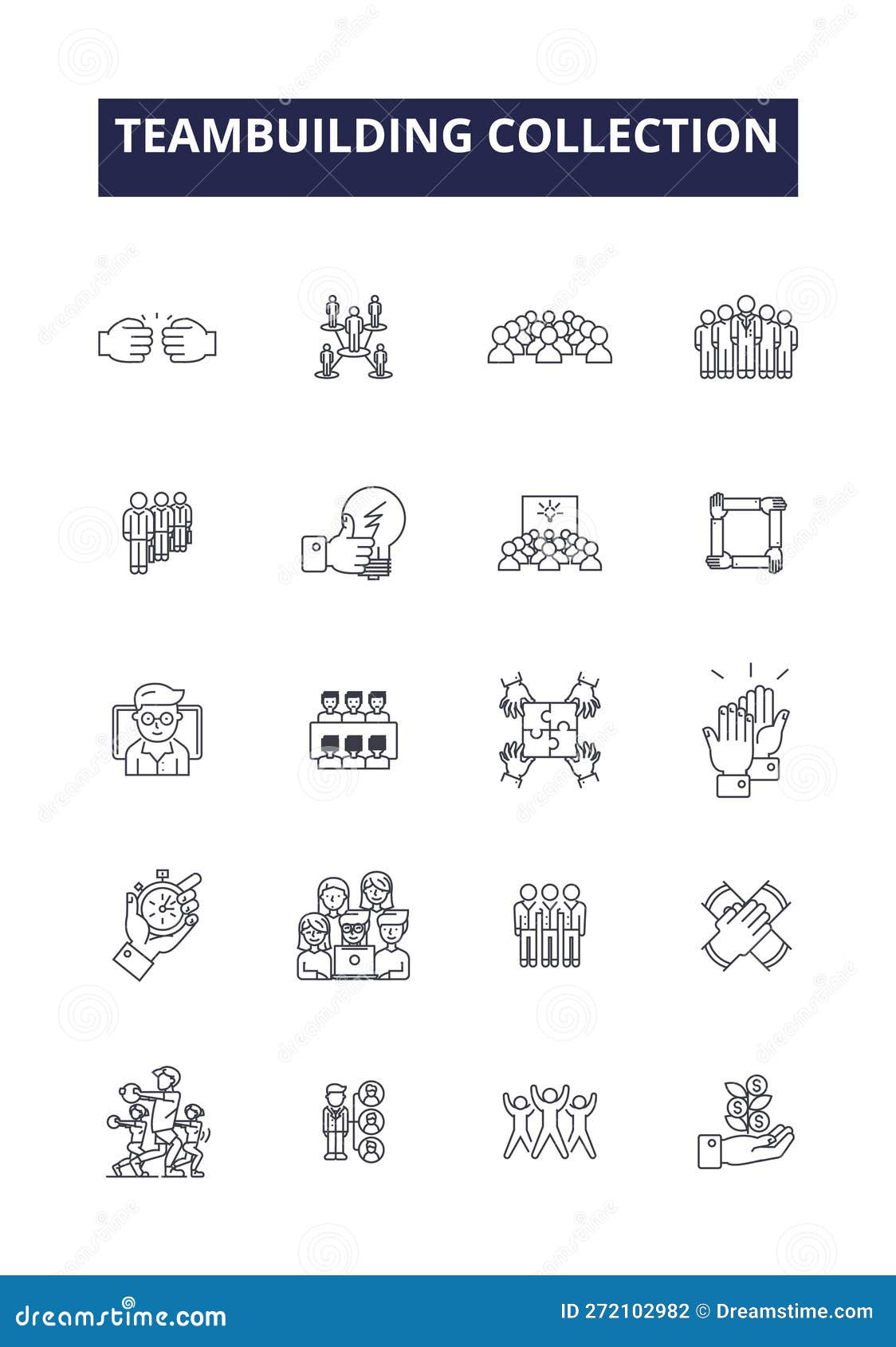 Teambuilding Collection Line Vector Icons and Signs. Cooperative ...
