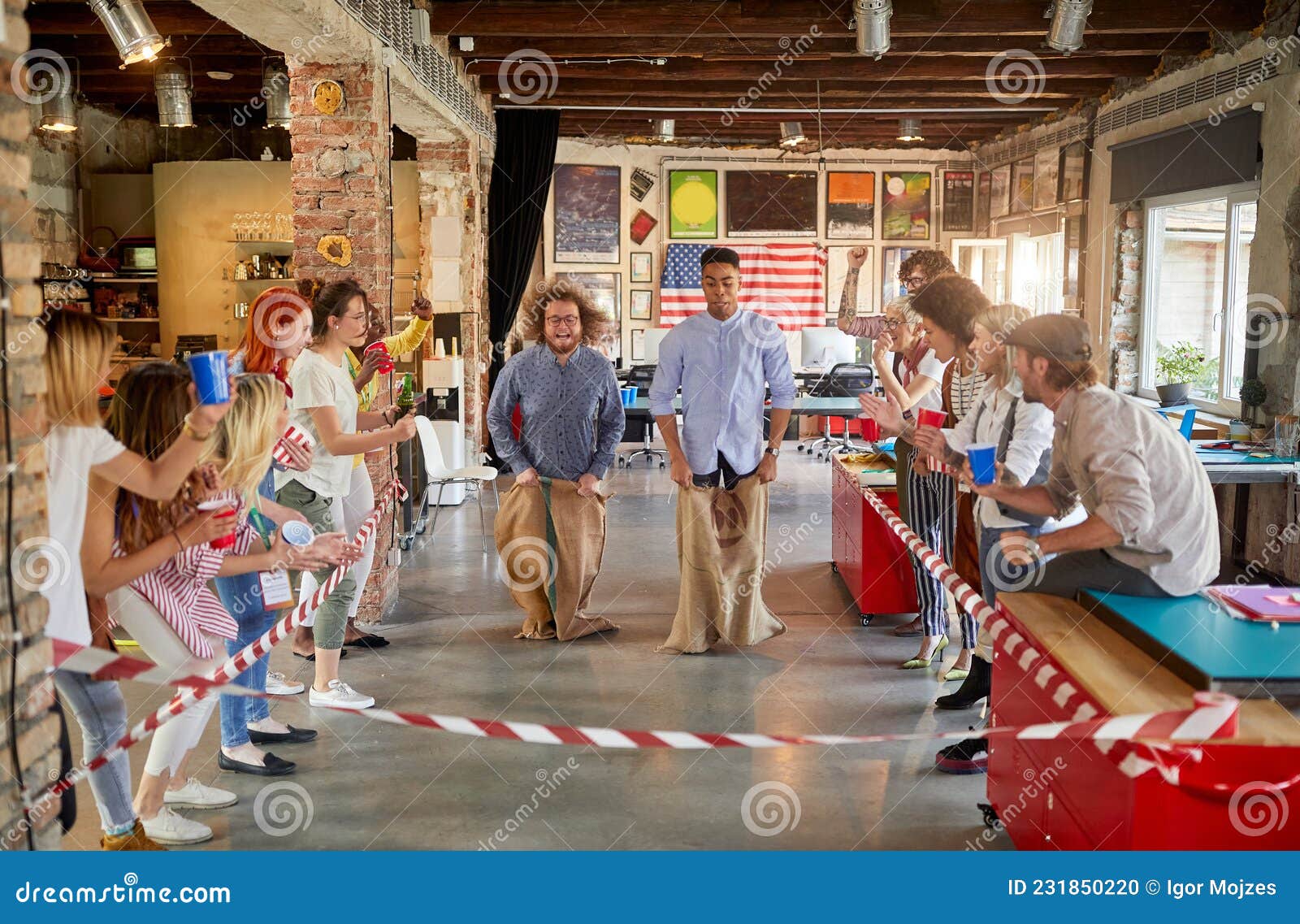 Teambuilding Game - Happy Colleagues Playing Game and Having Fun in the ...