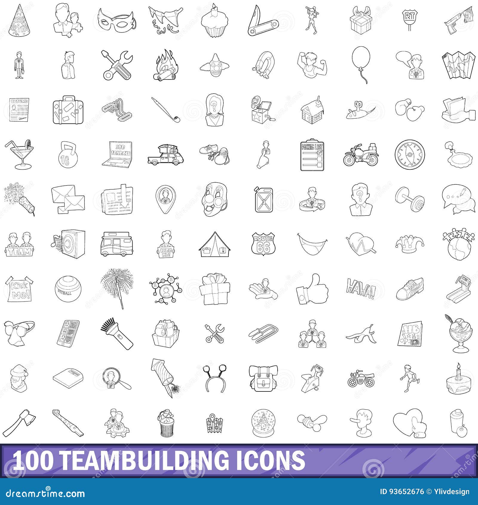 100 Teambuilding Icons Set, Outline Style Editorial Photo ...