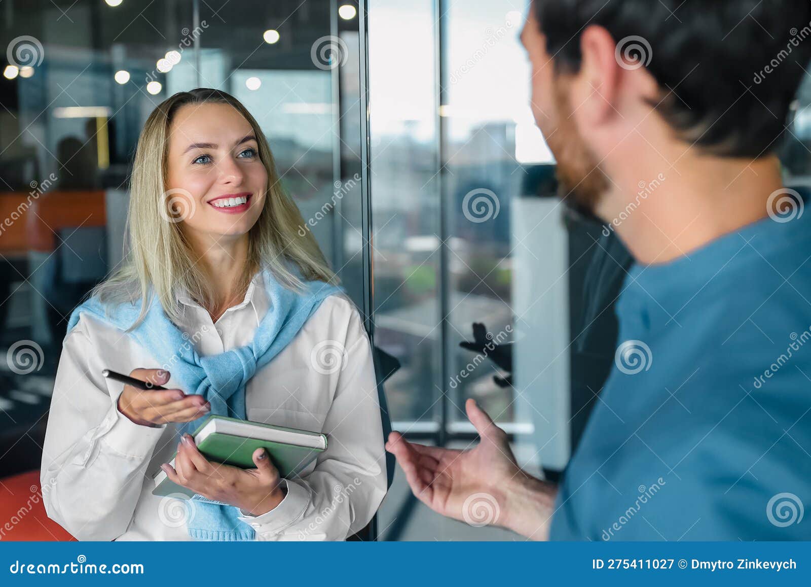 Teammates Talking and Discussing New Project Stock Image - Image of ...