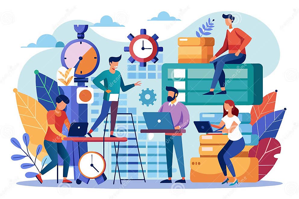 Teams Collaborate and Focus on Urgent Tasks Using Laptops and Tools in ...