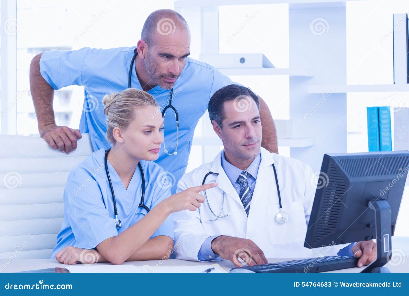 Teams of Doctors Working on Laptop Computer Stock Image - Image of ...