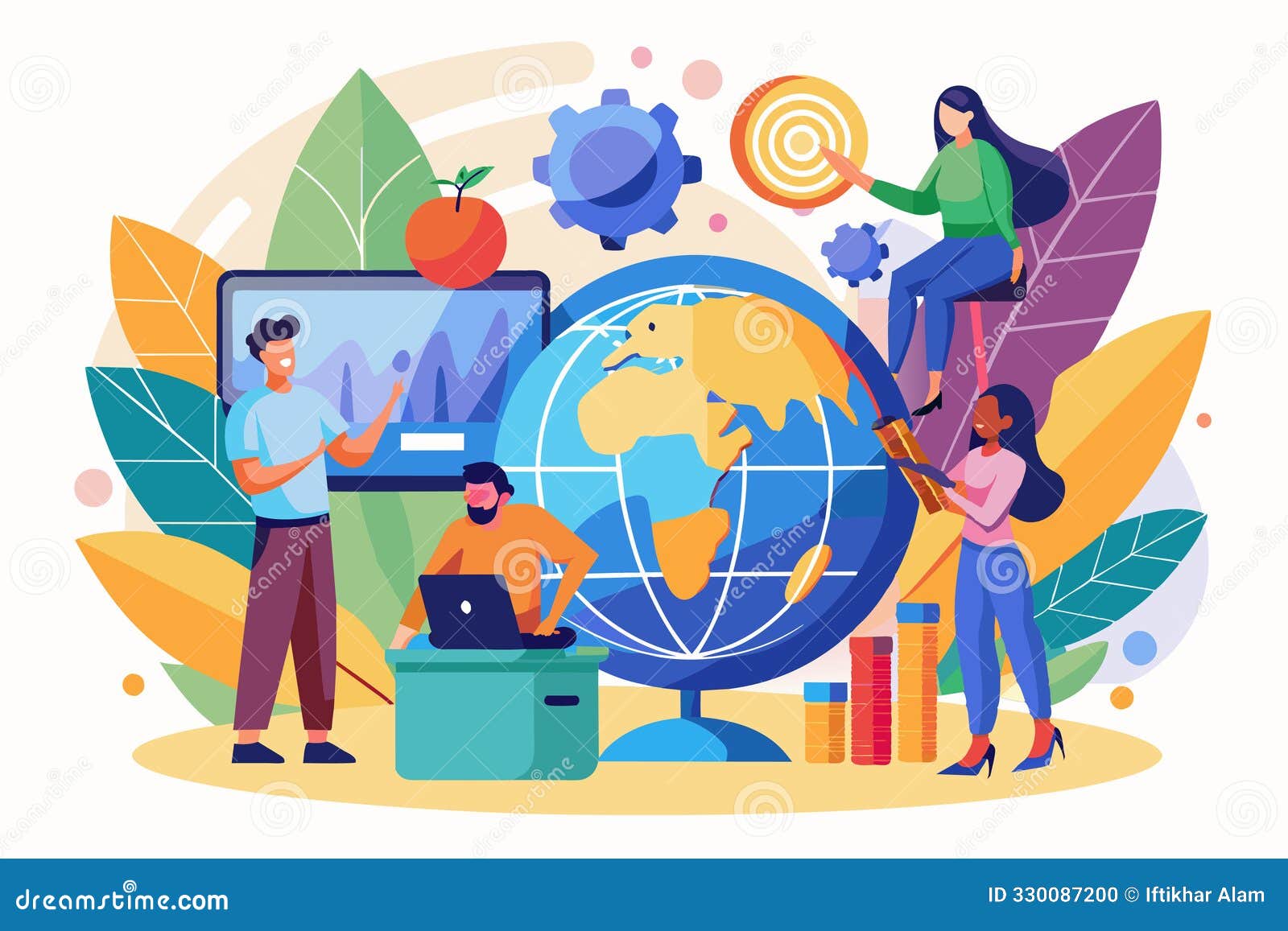 Teams Engage in Data Analysis Using a Globe, Computer, and Visual Aids ...
