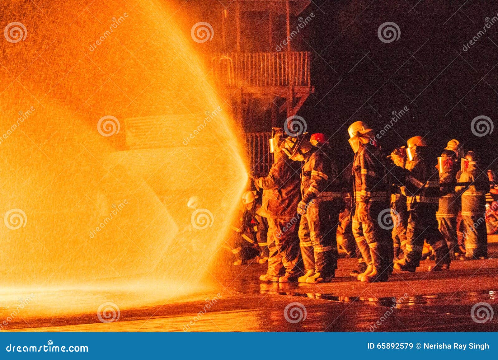 Teams of Firefighters Working on a Fire Editorial Stock Image - Image ...