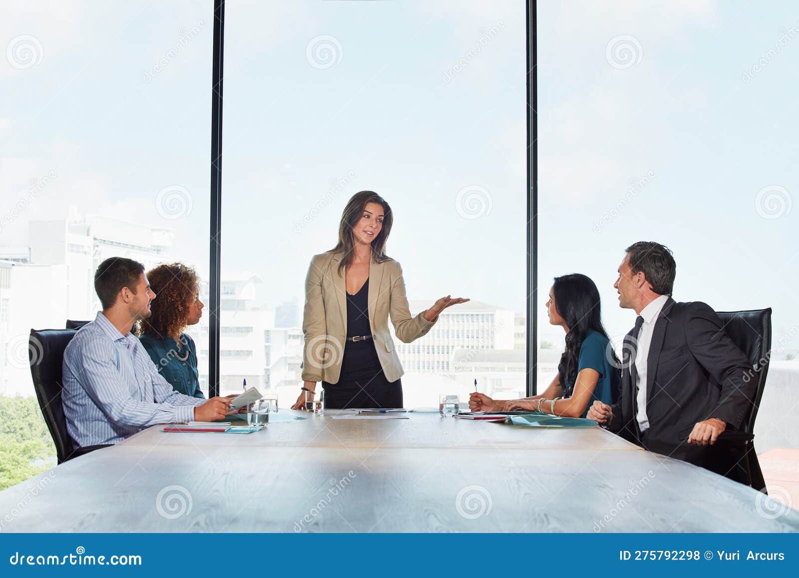 The Teams Talking Strategy. a Group of Businesspeople in a Meeting ...