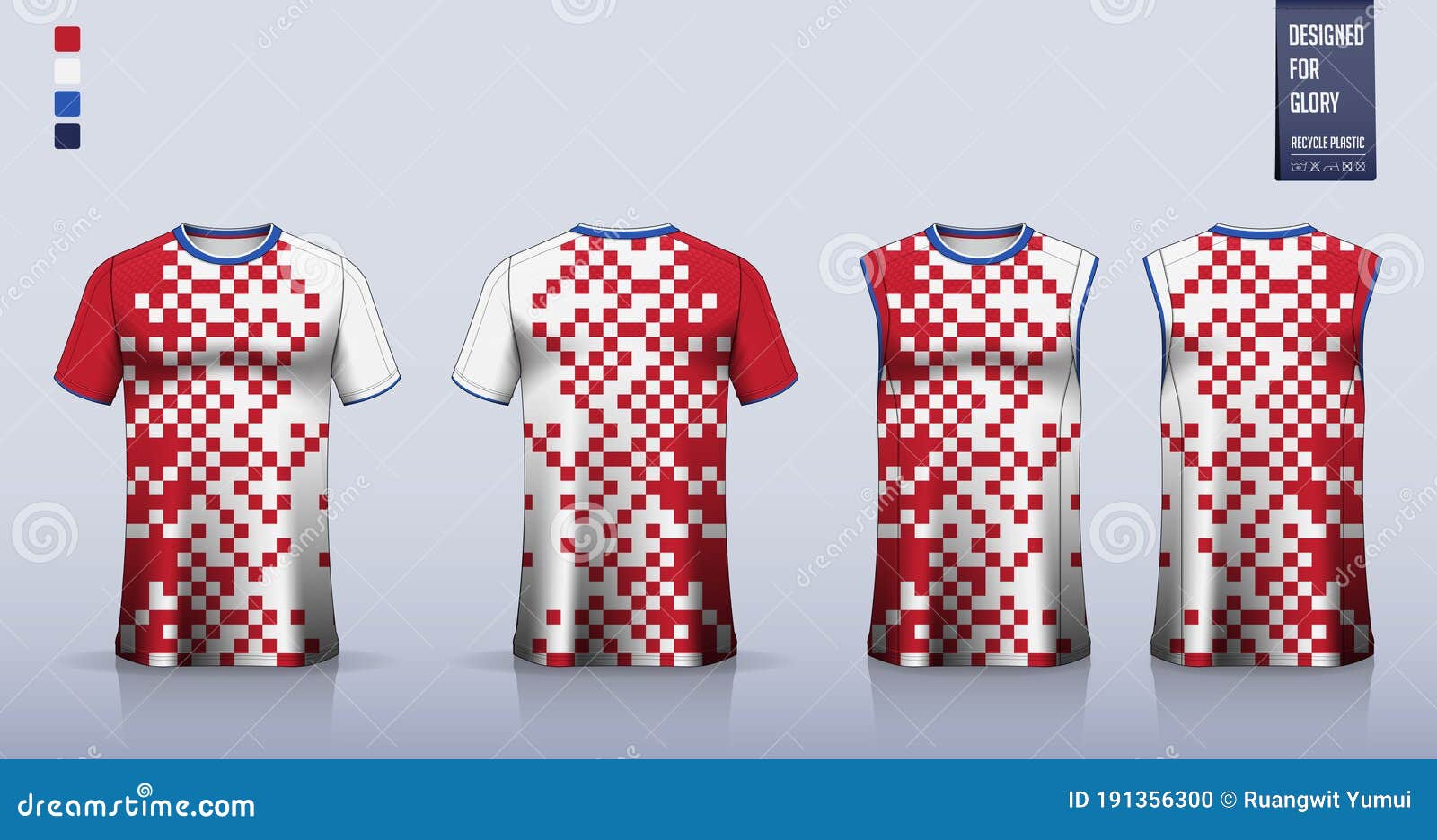 Red Checkered Pattern T-shirt Sport, Soccer Jersey, Football Kit ...
