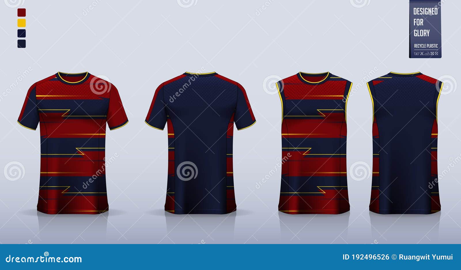 Blue Red Thunder Pattern T-shirt Sport, Soccer Jersey, Football Kit ...