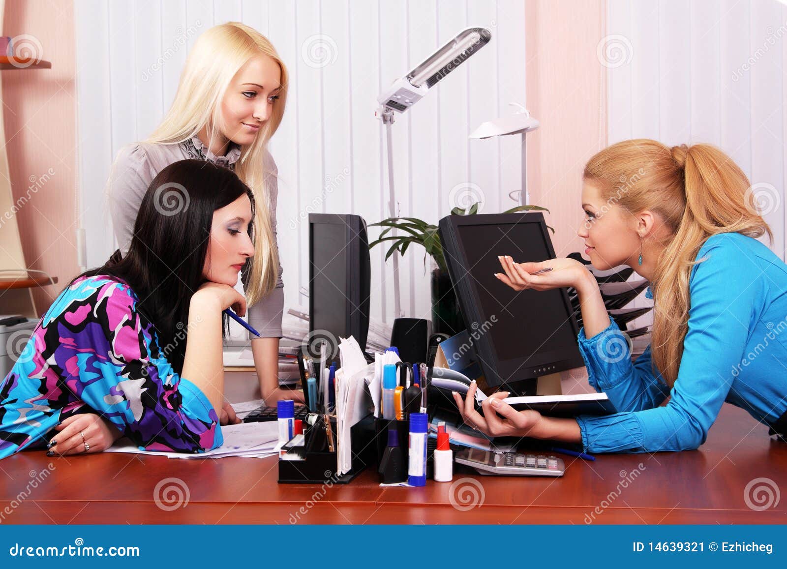 Teamwork stock image. Image of bright, blonde, office - 14639321