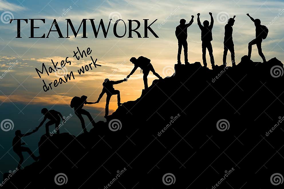 Teamwork Makes the Dreamwork: Helping Each Other Reach the Summit Stock ...