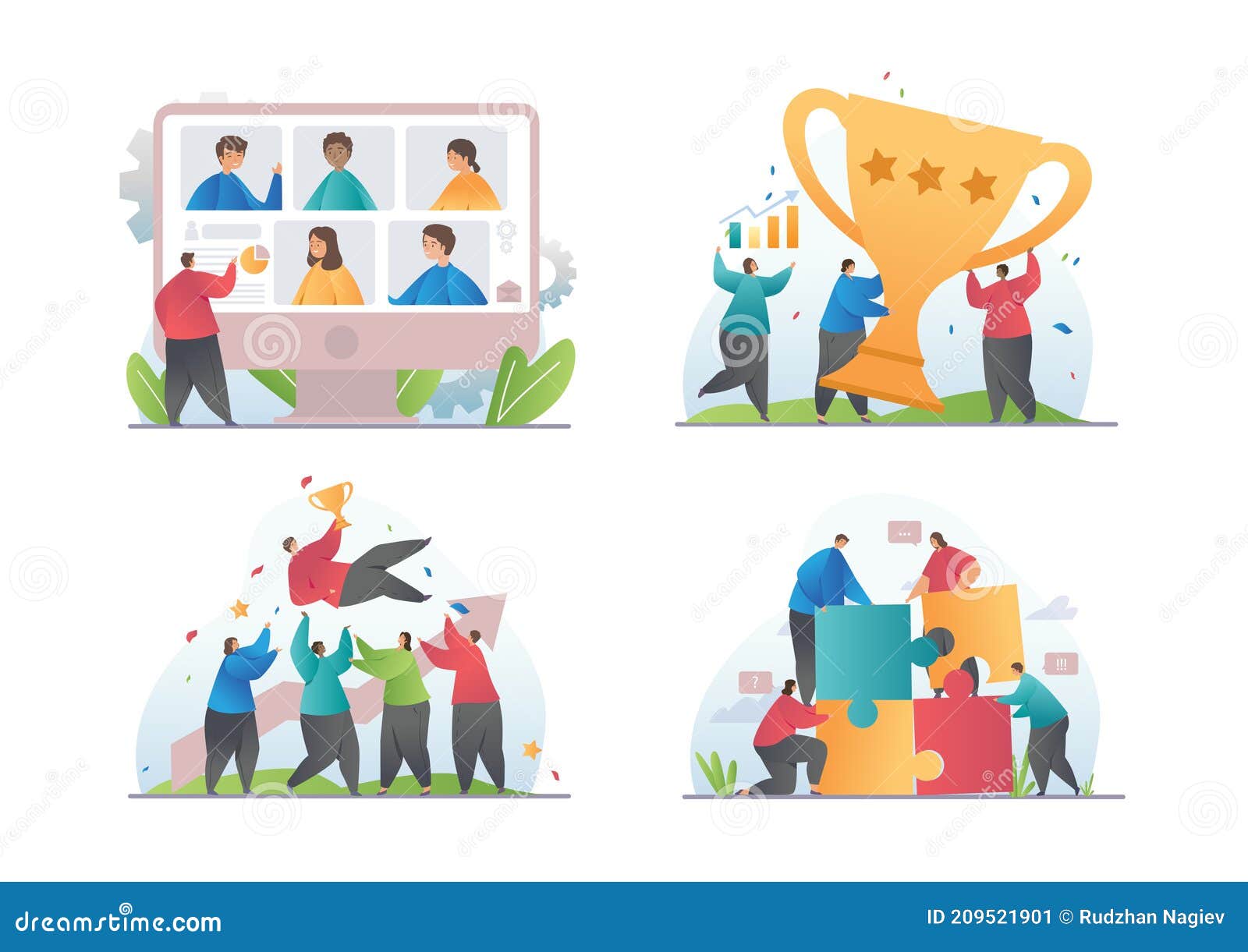 Teamwork abstract concepts stock vector. Illustration of puzzle - 209521901