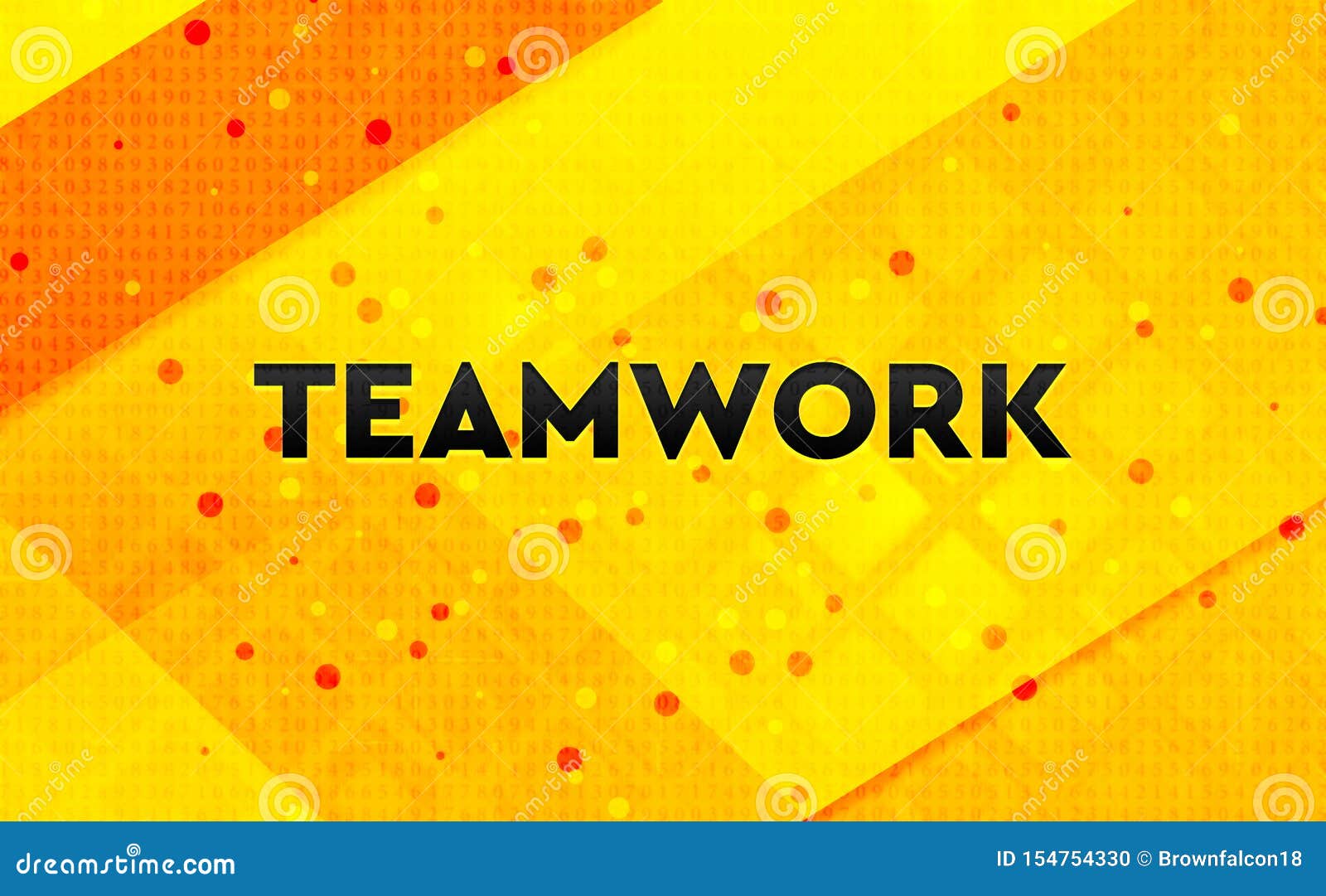 Teamwork Abstract Digital Banner Yellow Background Stock Illustration ...