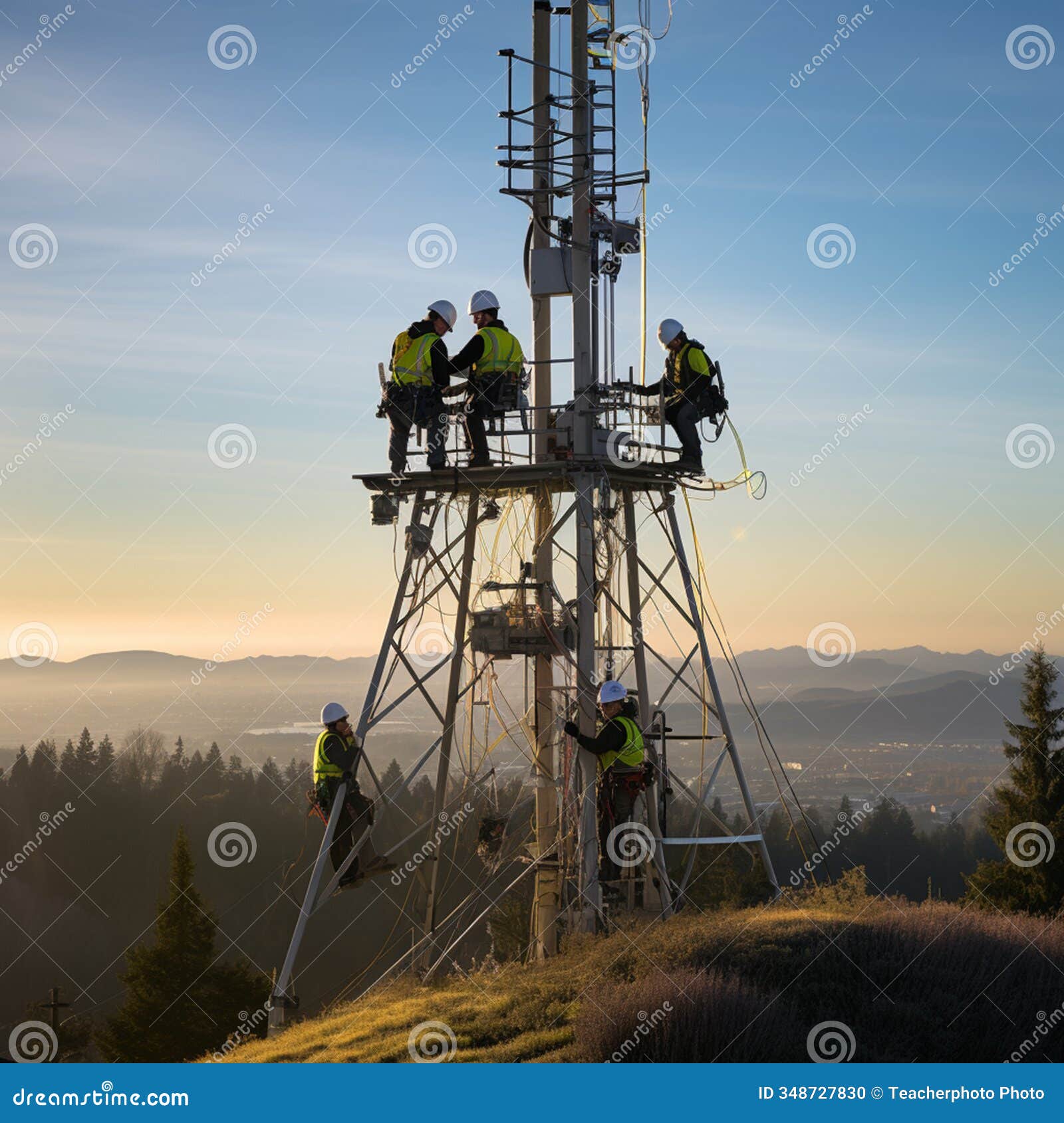 Teamwork in Action: Construction Workers at an Electrical Substation ...