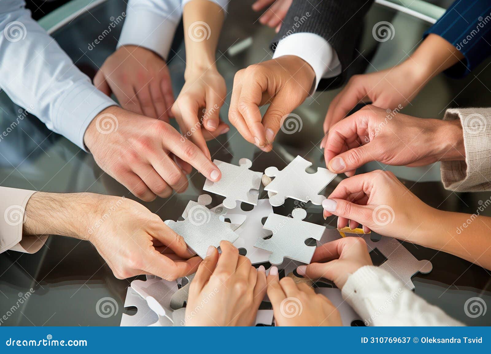 Teamwork in Action. a Team of Professionals Collaborating on a Task, Brainstorming and Solving ...