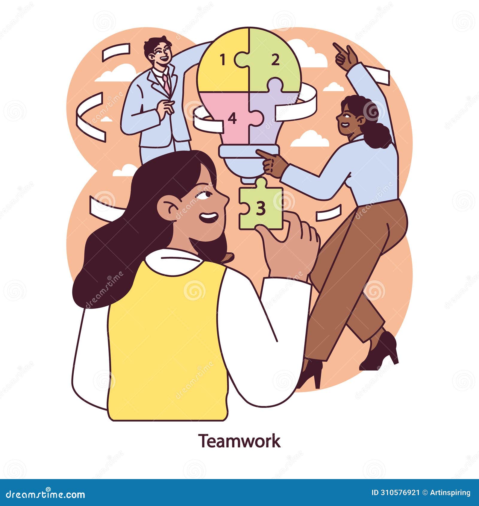 Teamwork in Action. Vector Illustration. Stock Illustration ...