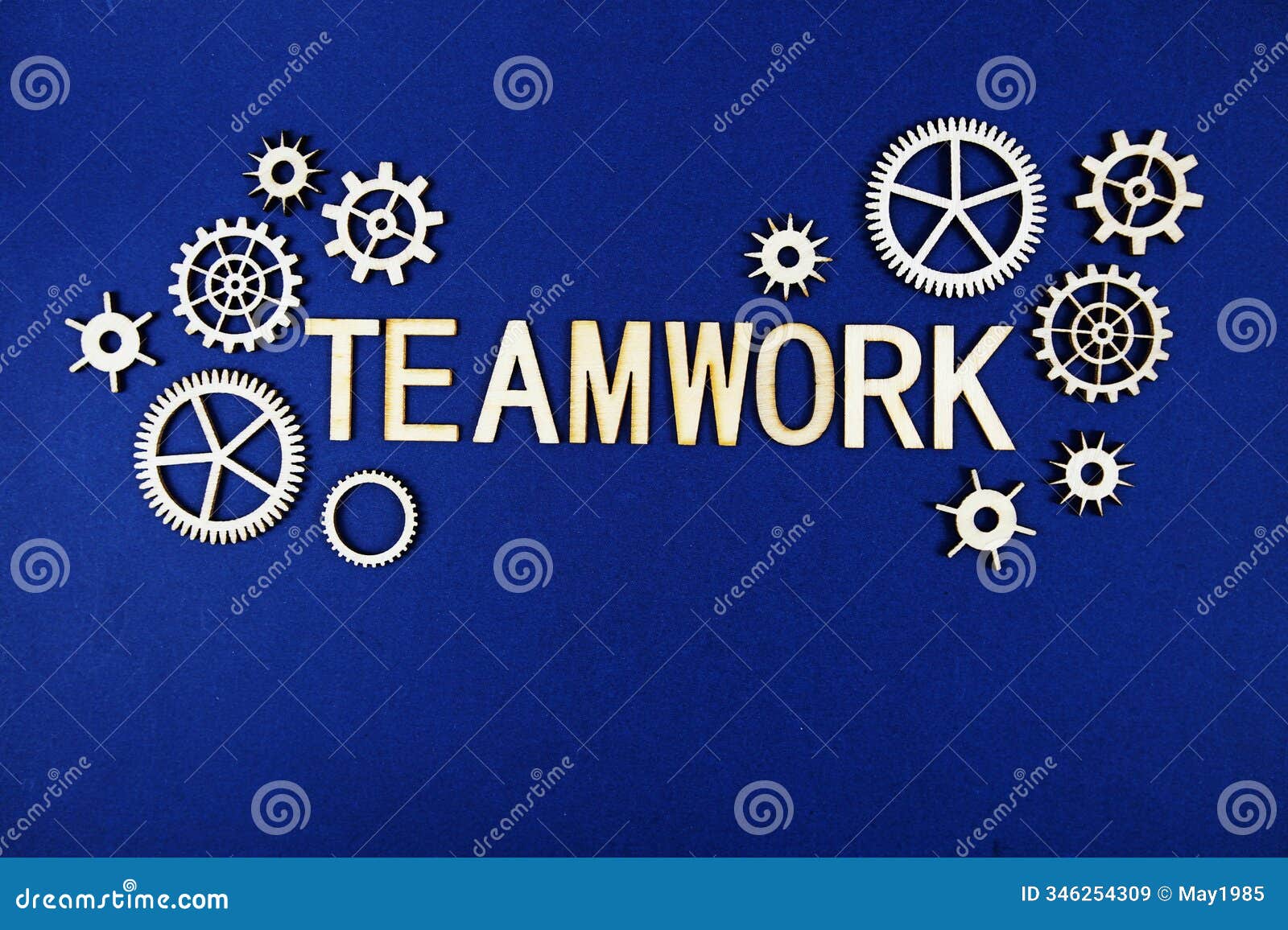 Teamwork Alphabet Letters with Gears Element on Navy Blue Background ...