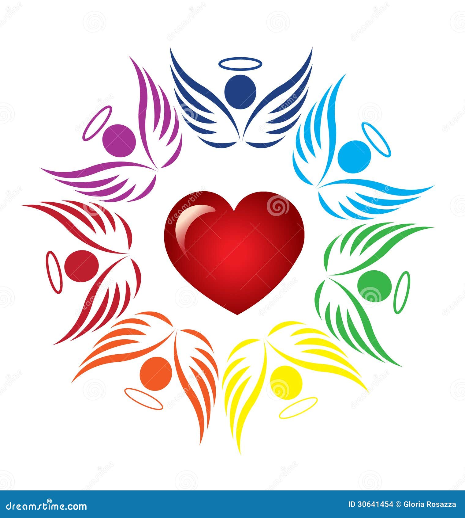 Teamwork Angels Around Heart Stock Vector - Illustration of angel, help ...