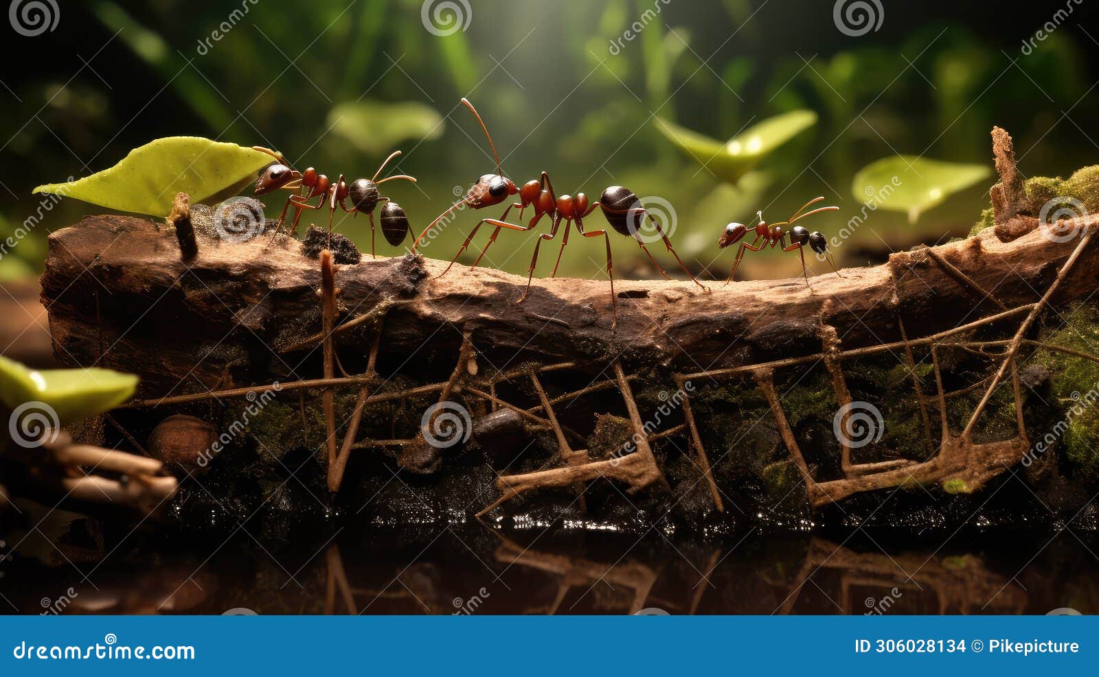 Teamwork Ant Building Bridge Stock Illustration - Illustration of ...