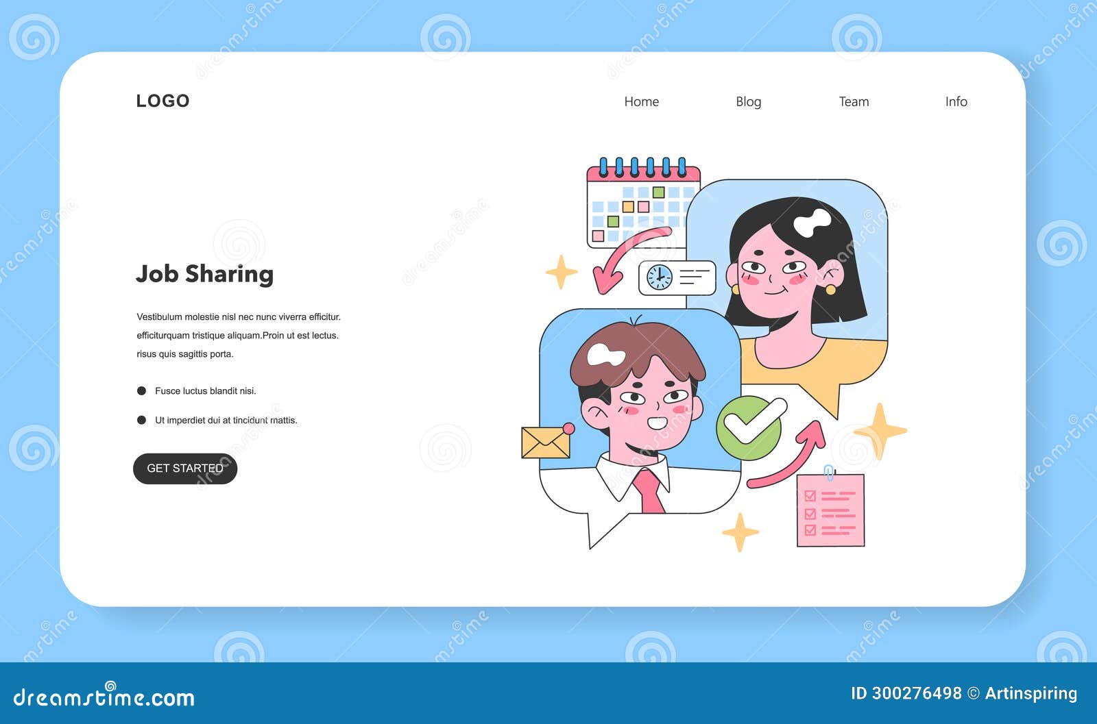 Teamwork Approach To Flexible Working. Flat Vector Illustration Stock ...