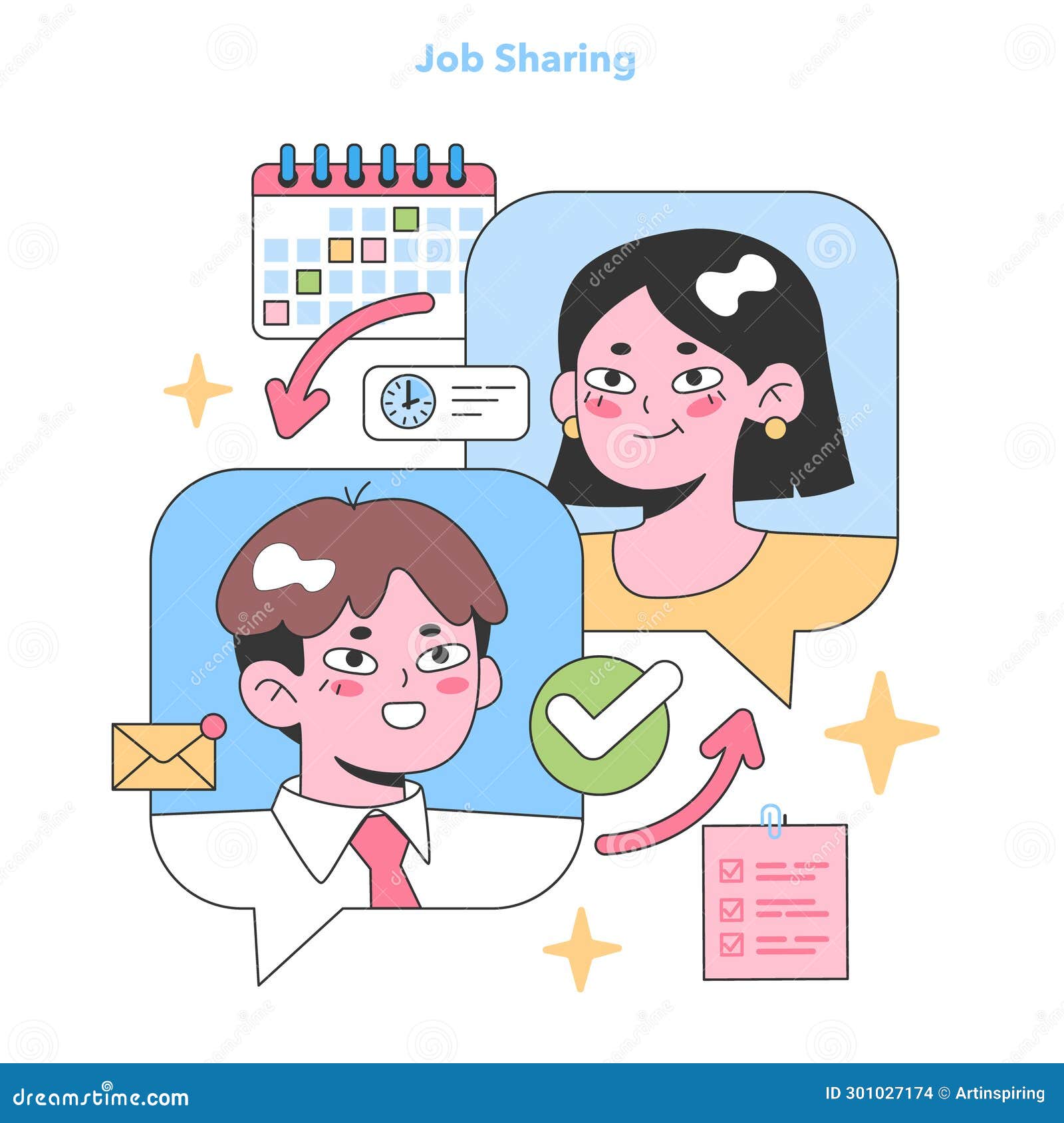 Flexible Working Hours Flat Line Icon. Vector Outline Illustration Of ...