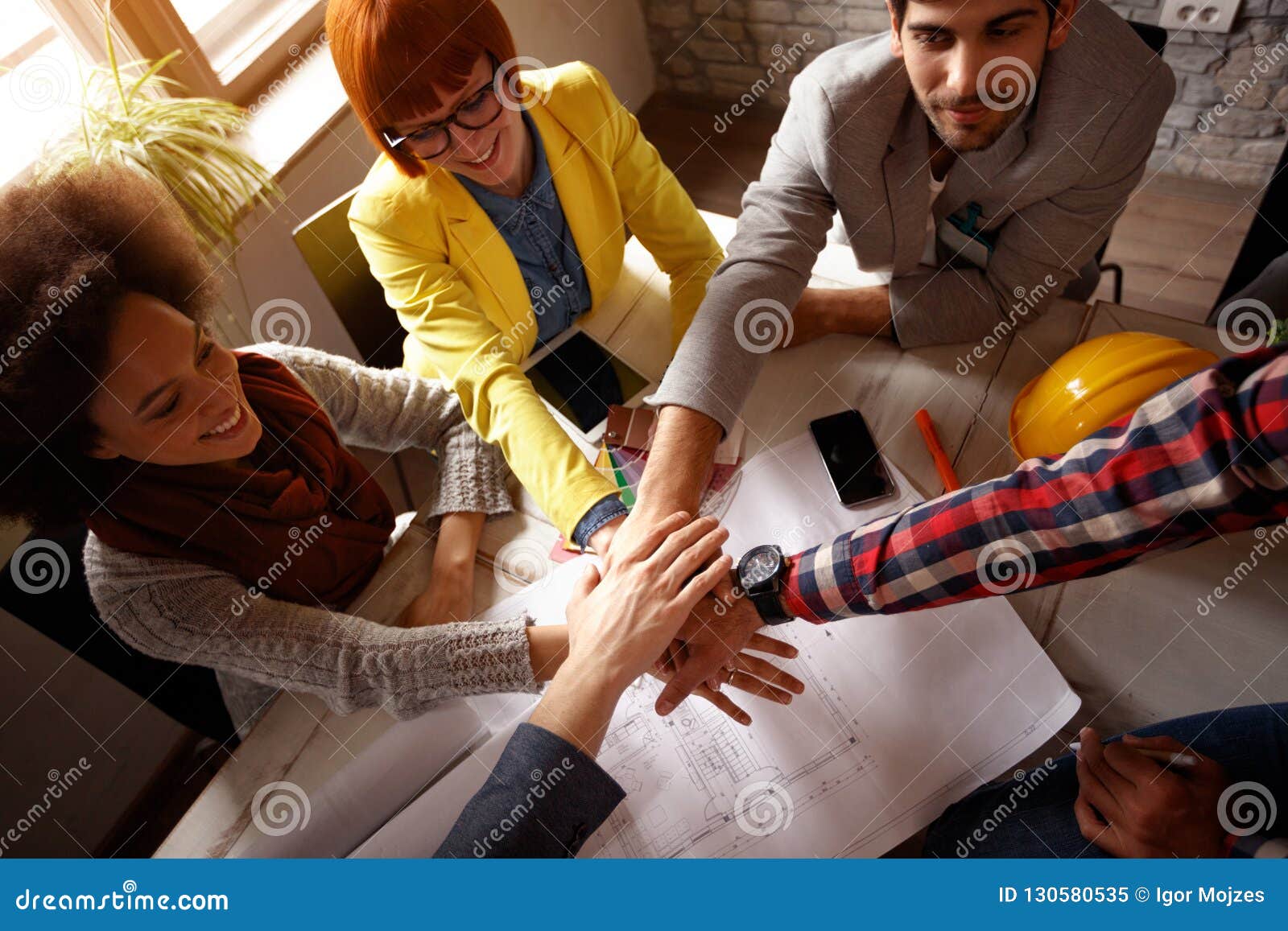Teamwork Architects for Project Stock Image - Image of designer ...