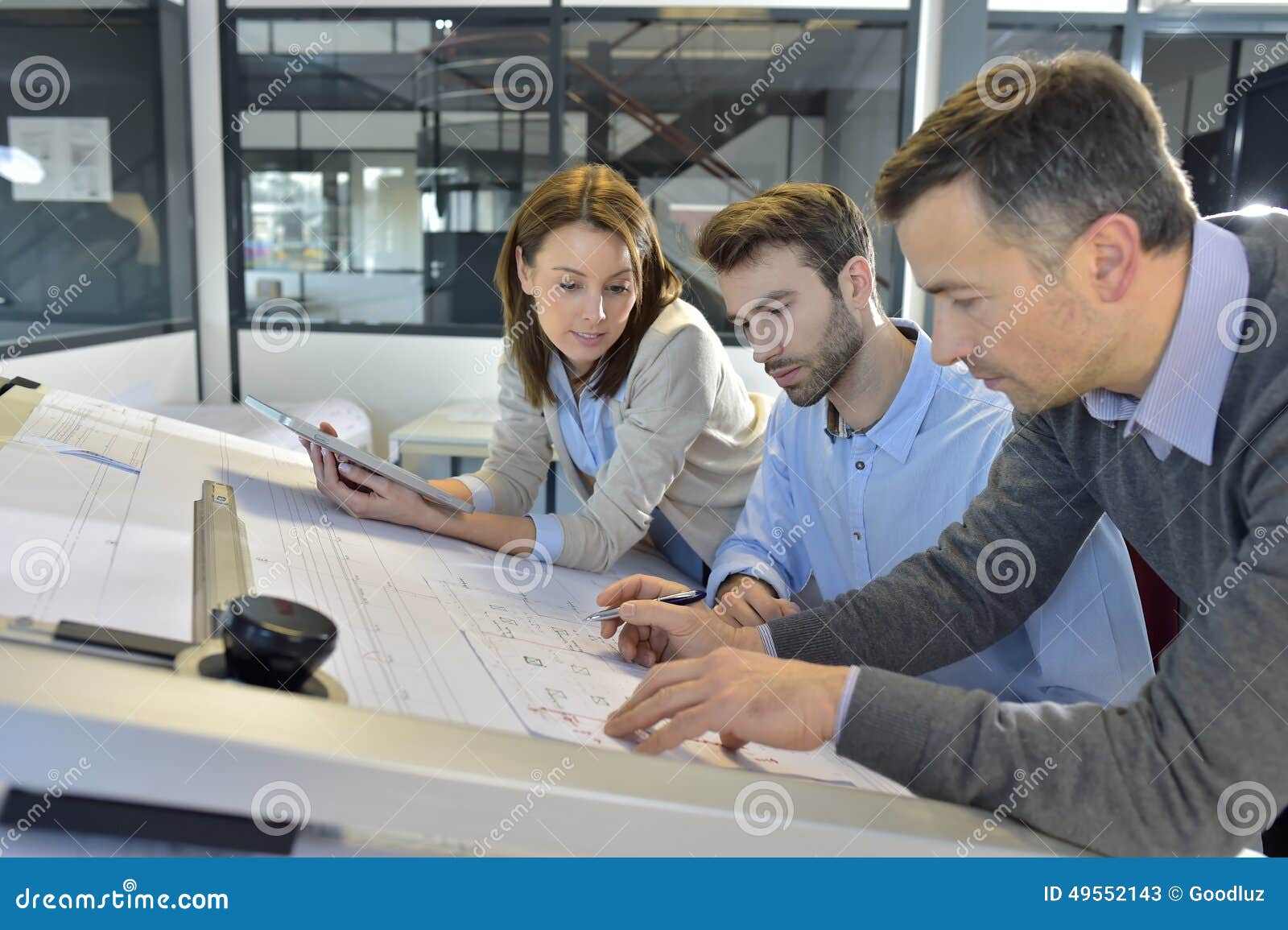 Teamwork on Architecture Project Stock Image - Image of professional ...