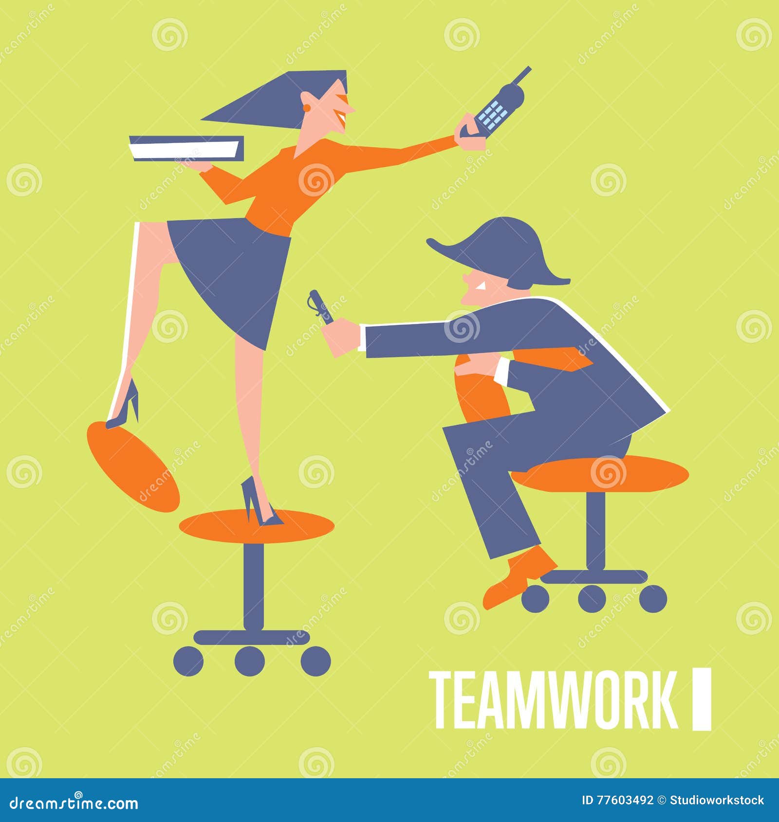 Teamwork Banner with Business People Stock Vector - Illustration of ...
