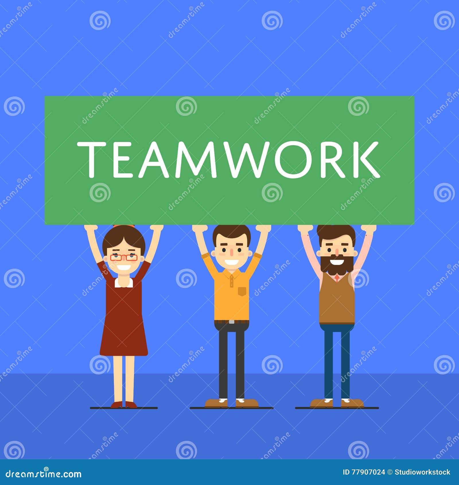 Teamwork Banner with Group of Smiling People Stock Vector ...