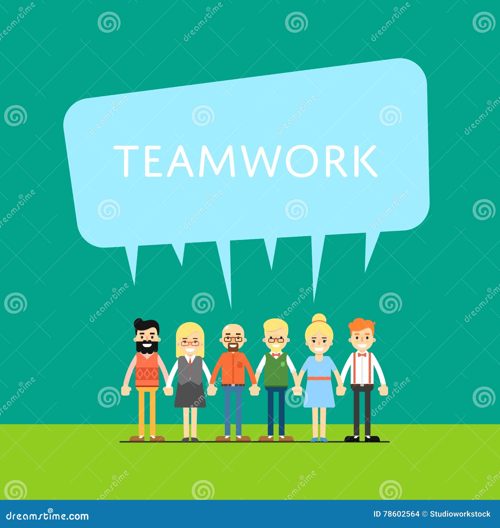 Teamwork Banner with Group of Smiling People Stock Vector ...