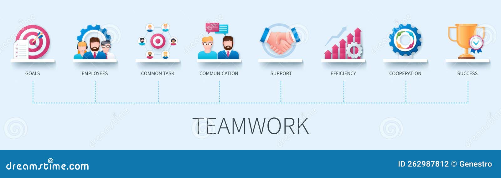 Teamwork Banner with Icons Vector Infographic in 3d Style Stock ...