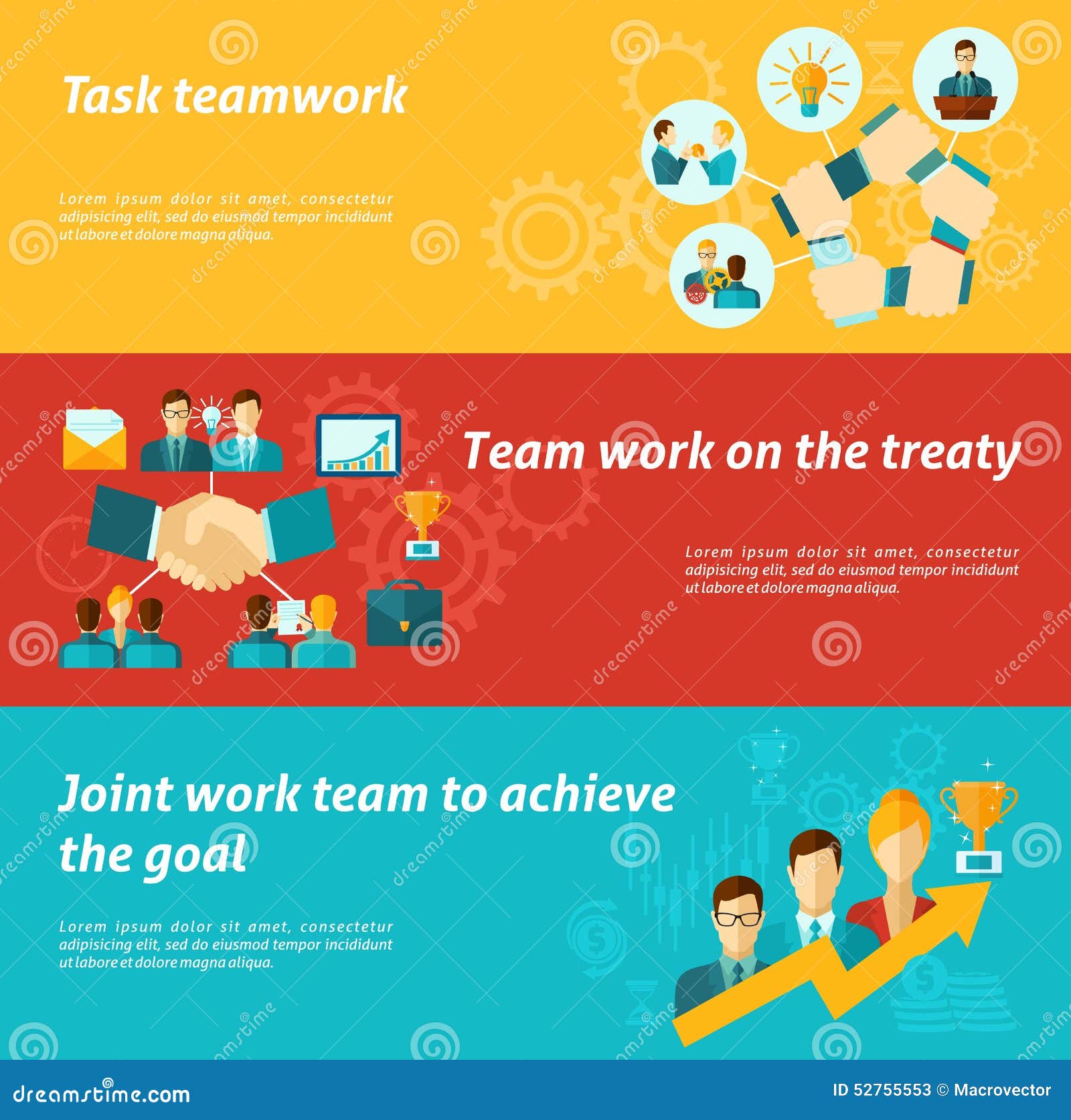 Teamwork Banner Set stock vector. Illustration of organization - 52755553