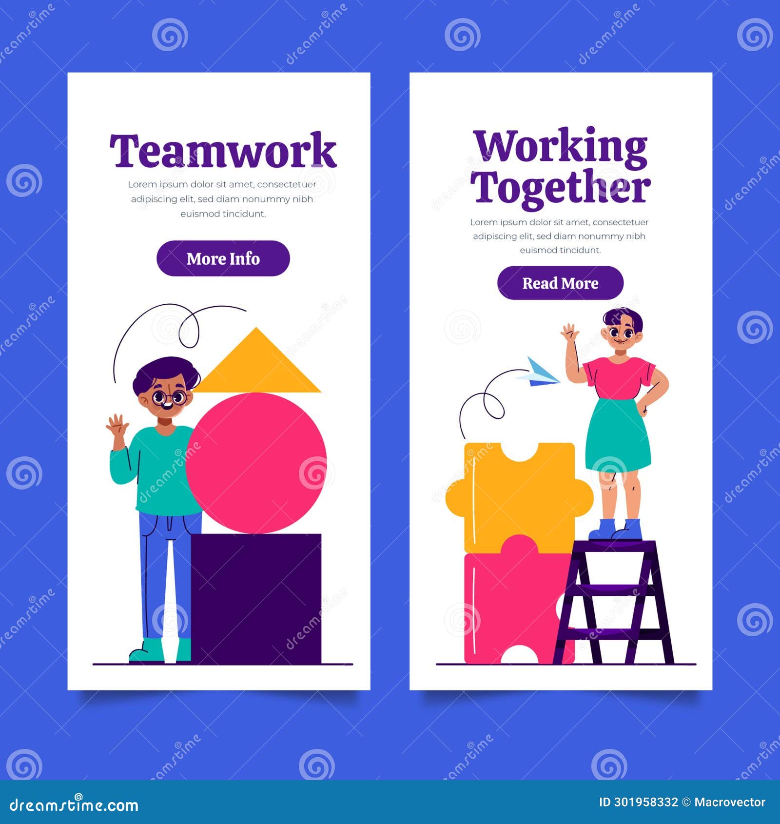 Teamwork banner set stock vector. Illustration of coworker - 301958332