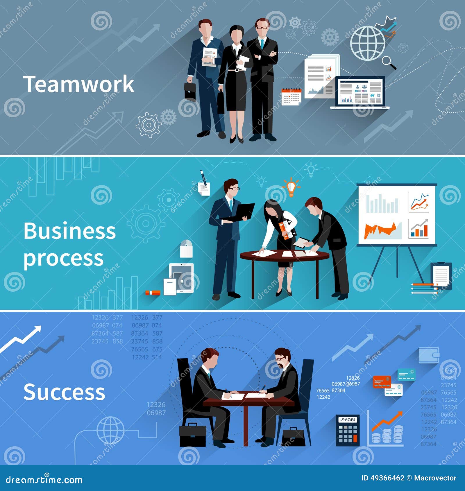 Teamwork Banners Set stock vector. Illustration of line - 49366462
