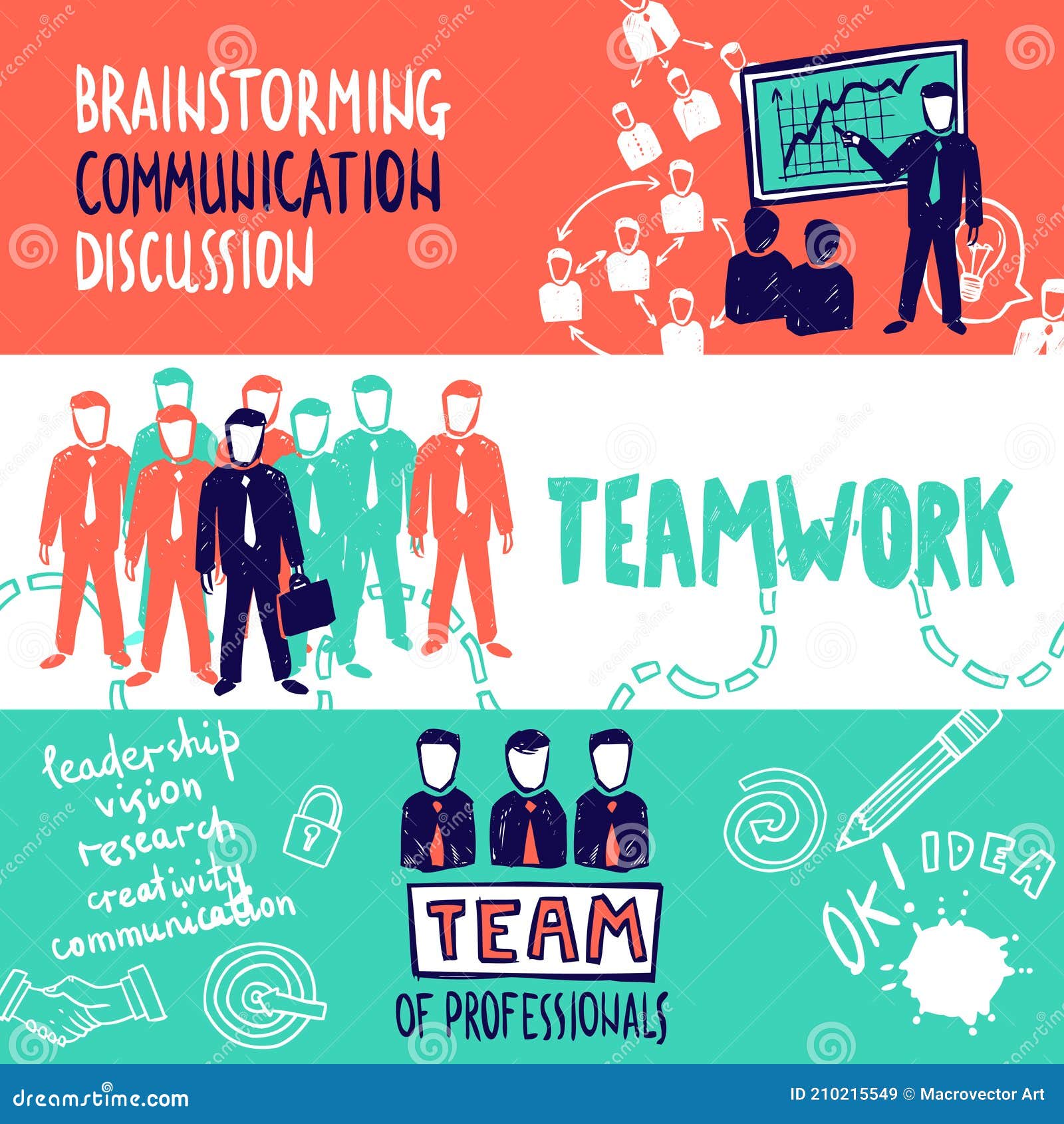 Teamwork Banners Sketch stock vector. Illustration of developing ...
