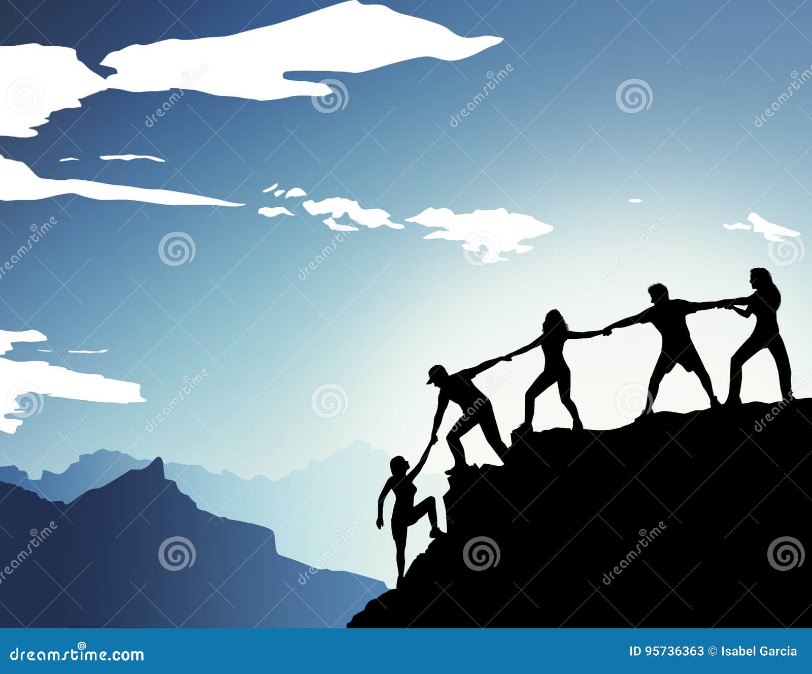 Teamwork Bergsteiger-Team Abbildung Stock Abbildung - Illustration von ...