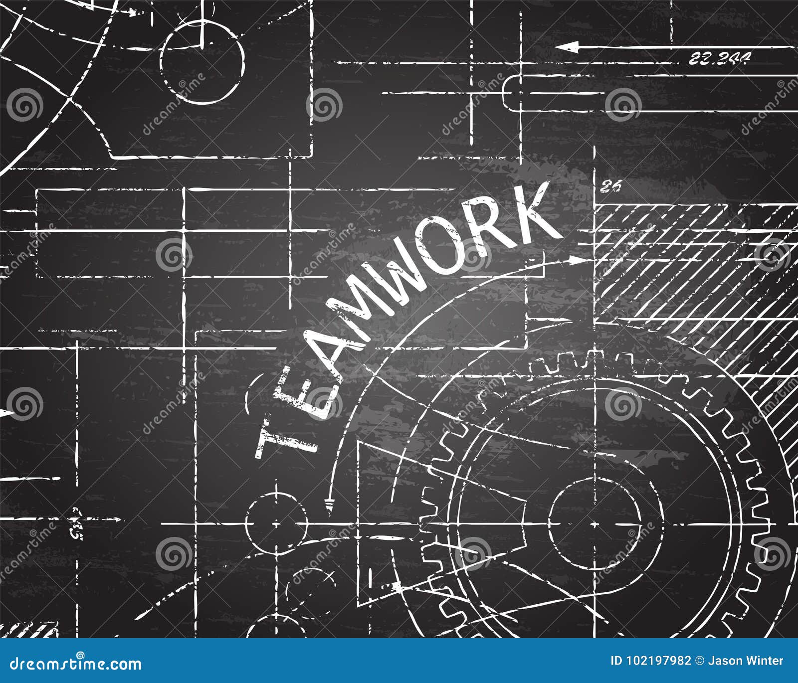 Teamwork Blackboard Machine Stock Vector - Illustration of team, chalk ...