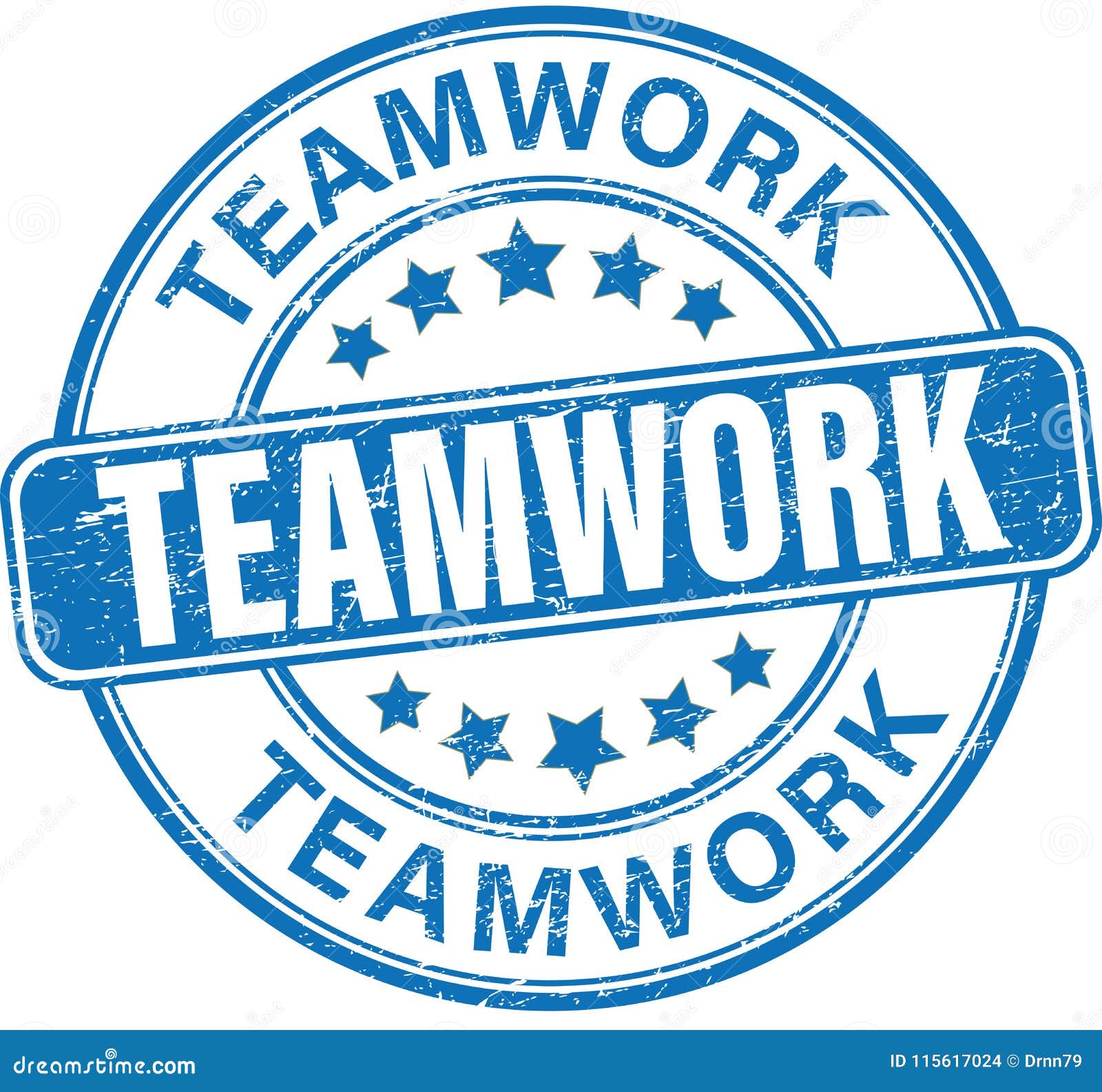 Teamwork Blue Textured Rubber Stamp Stock Illustration - Illustration ...