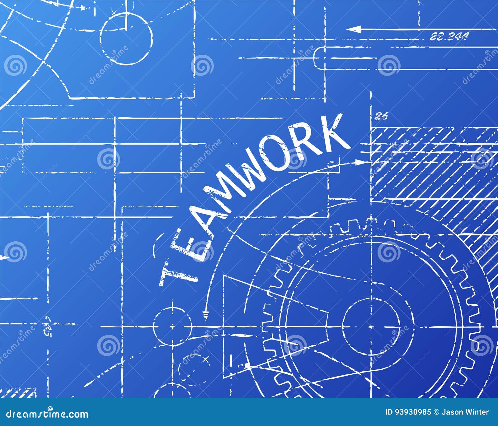 Teamwork Blueprint Machine stock vector. Illustration of background ...